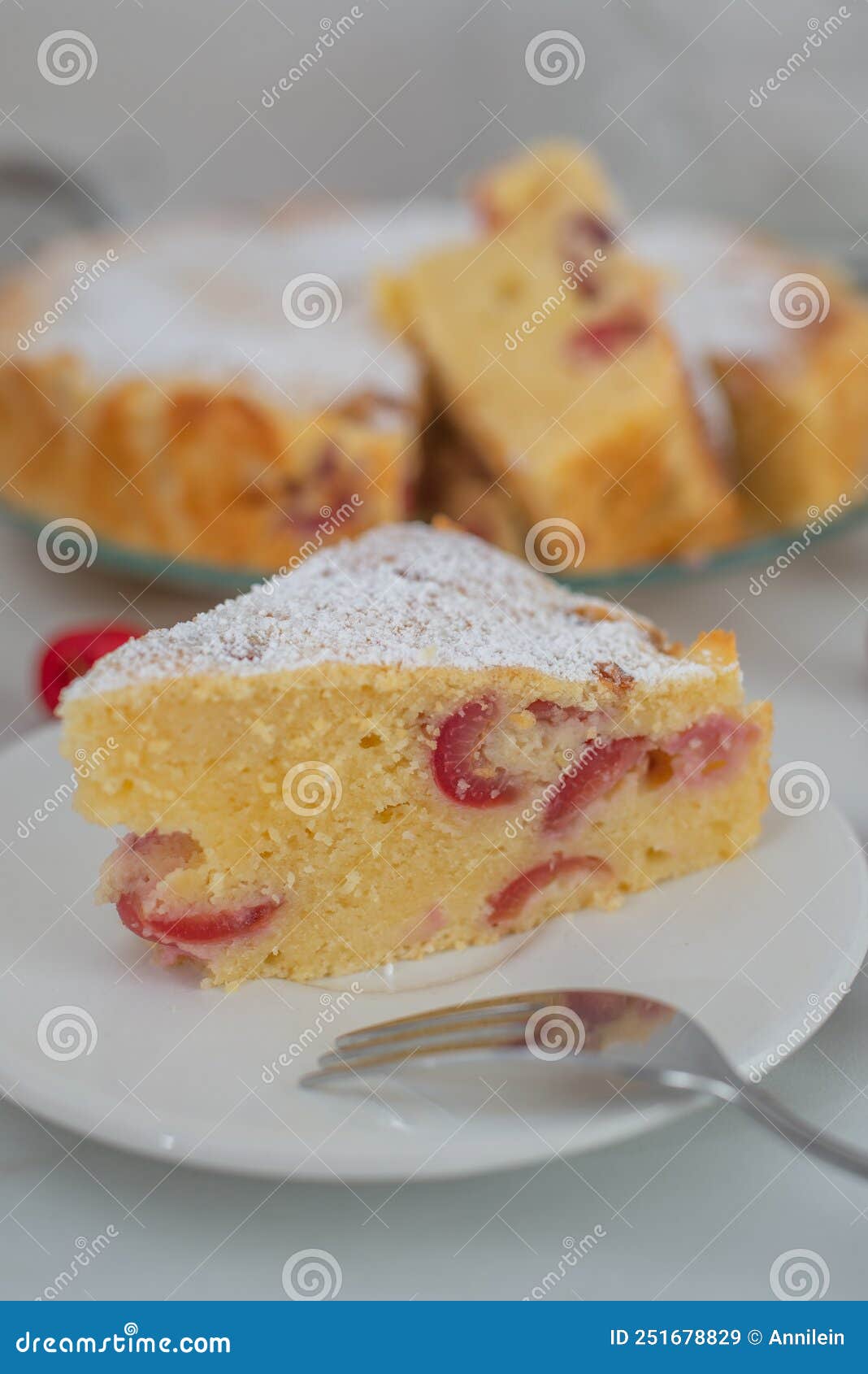 Sweet Home Made Cherry Vanilla Ricotta Cake Stock Image - Image of ...