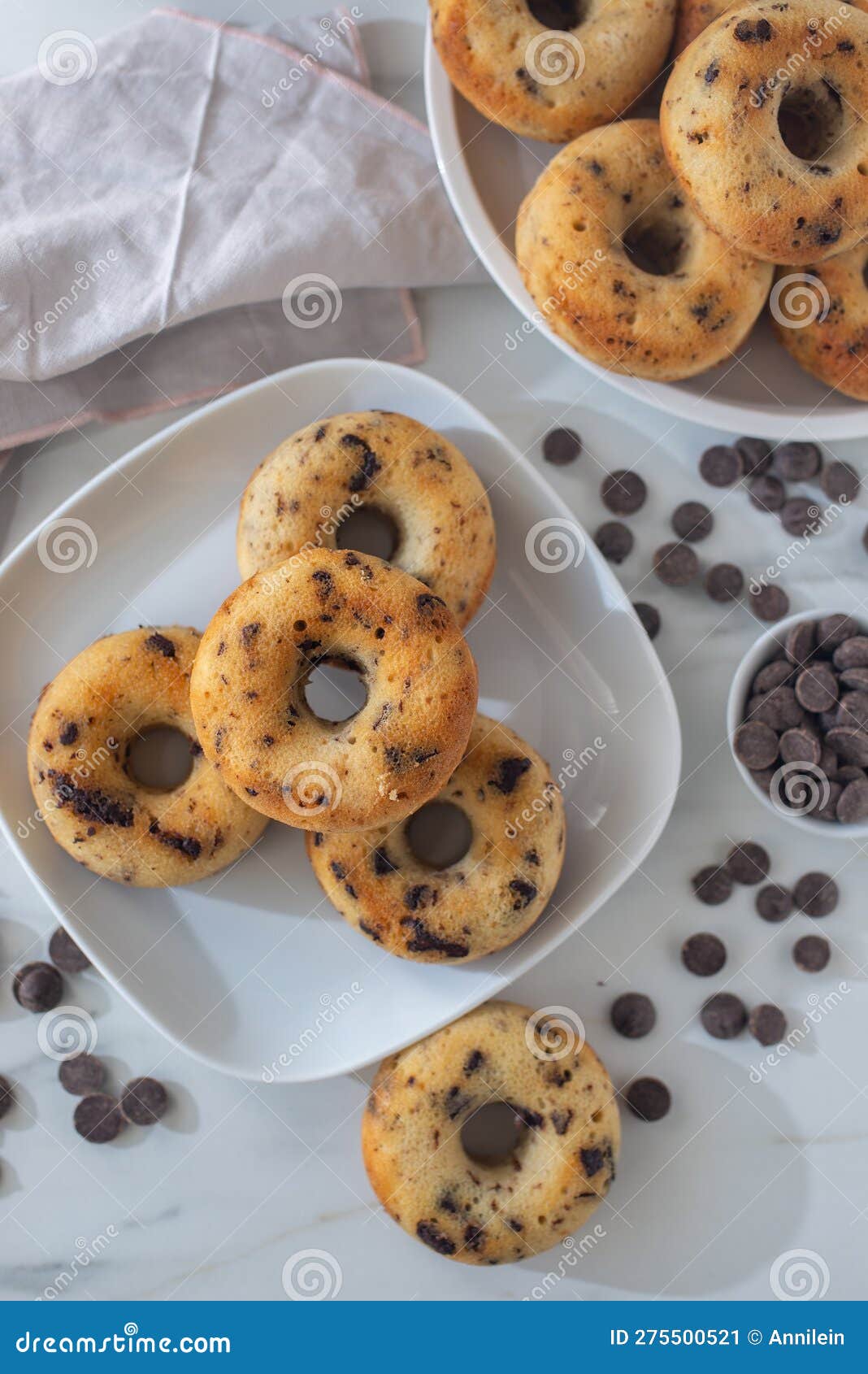 Sweet Home Made Chocolate Chip Donuts Stock Image - Image of bakery ...