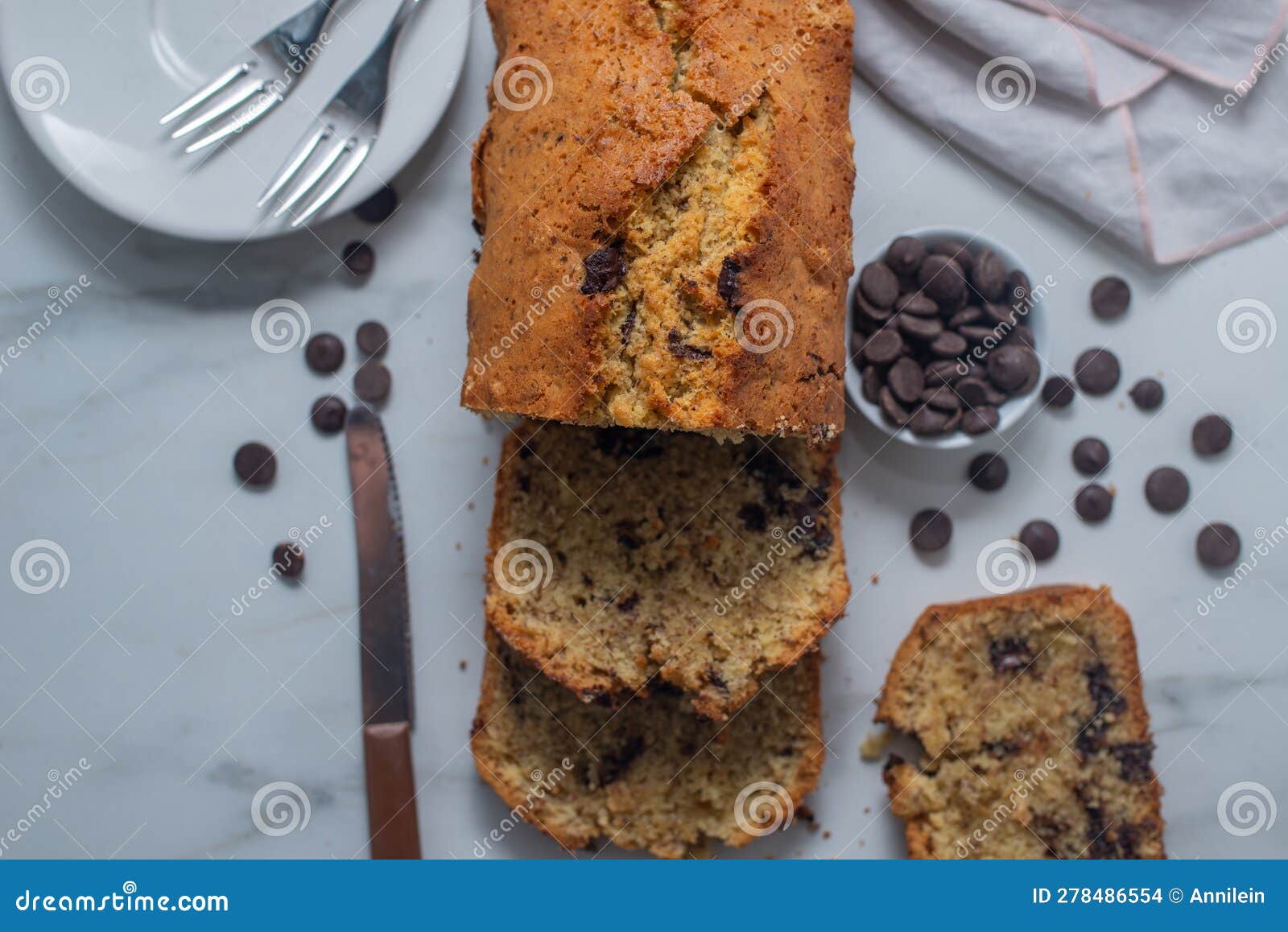 Sweet Home Made Chocolate Sponge Cake with Chocolate Chips Stock Photo ...