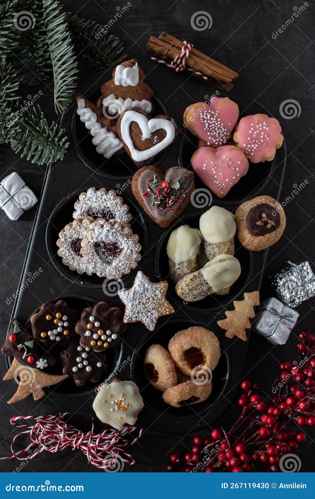 Sweet Home Made Christmas Cookies on a Table Stock Photo - Image of ...