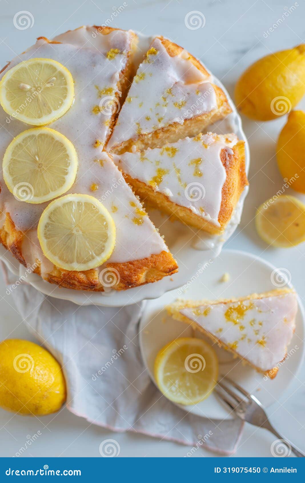Yellow Lemon Cake with Icing Stock Photo - Image of lemon, colorful ...