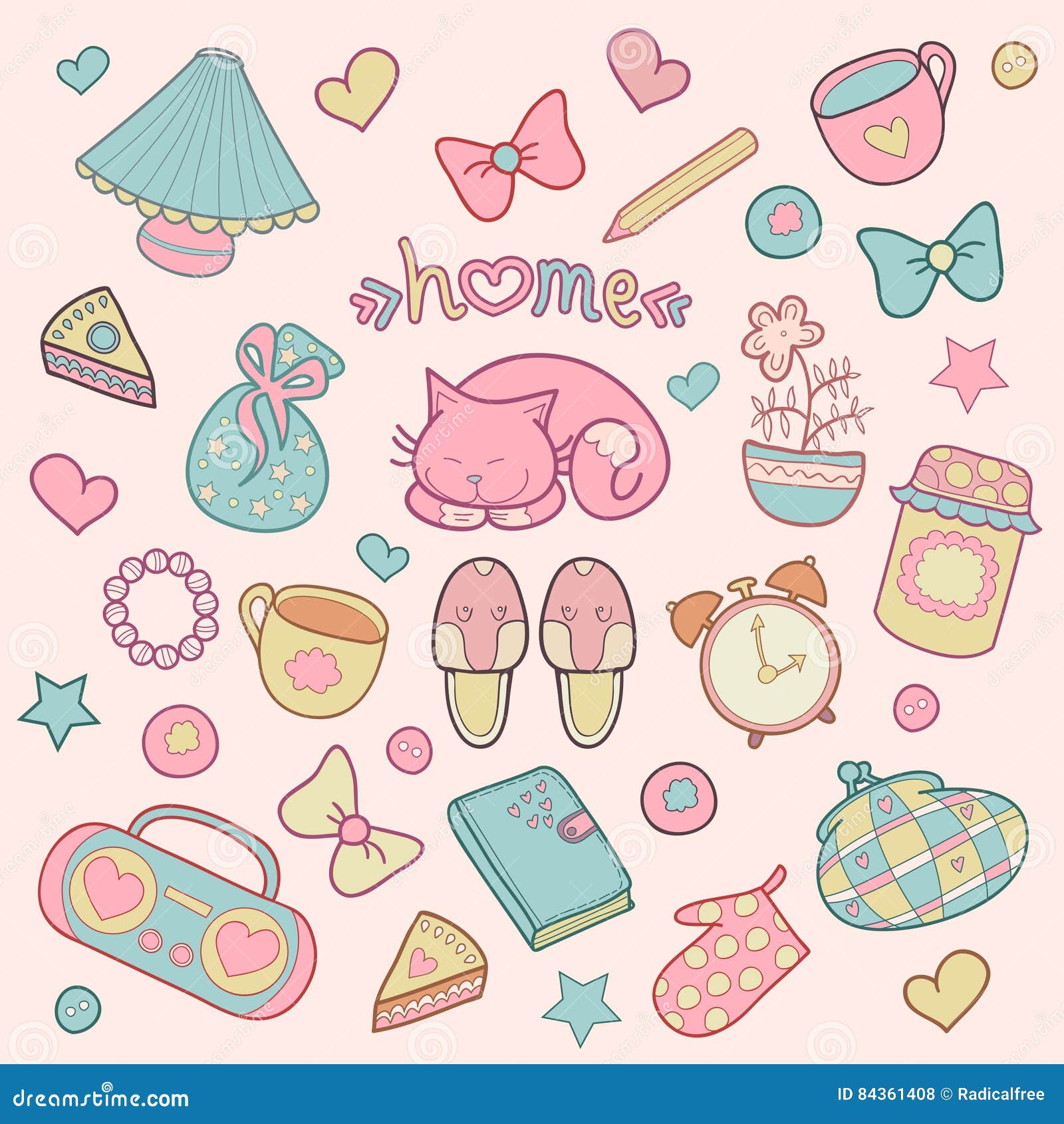Sweet Home Set of Vector Design Kids Elements Stock Vector ...