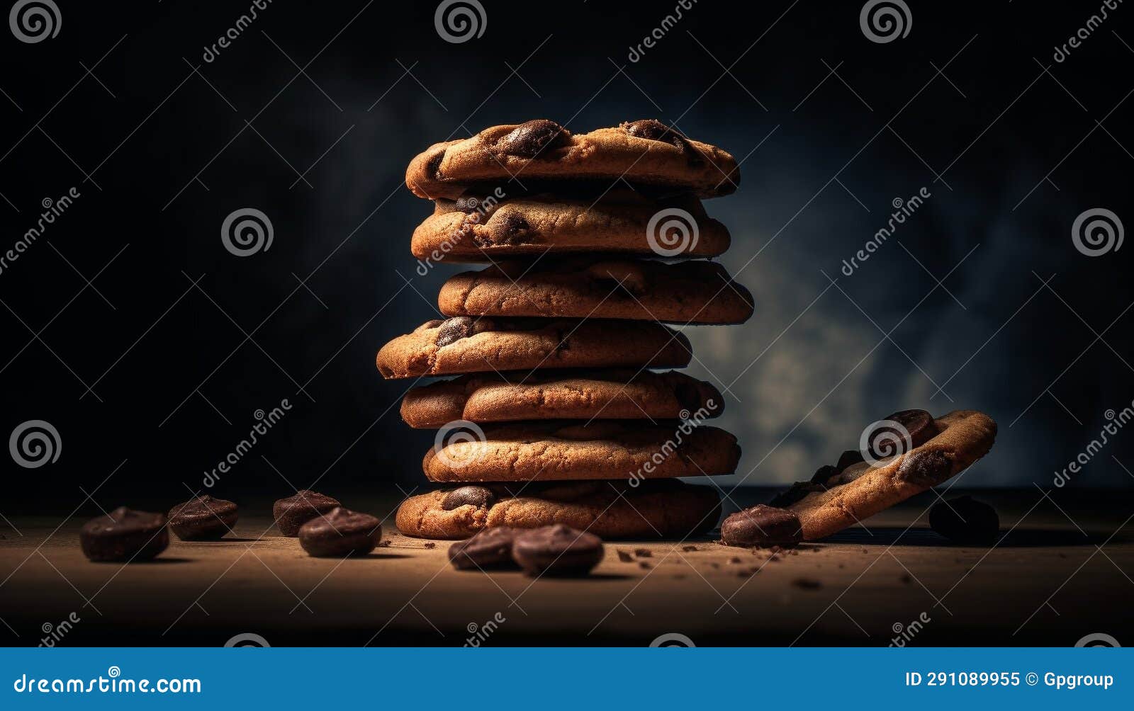 Sweet Homemade Chocolate Chip Cookie Stack on Table Generated by AI ...