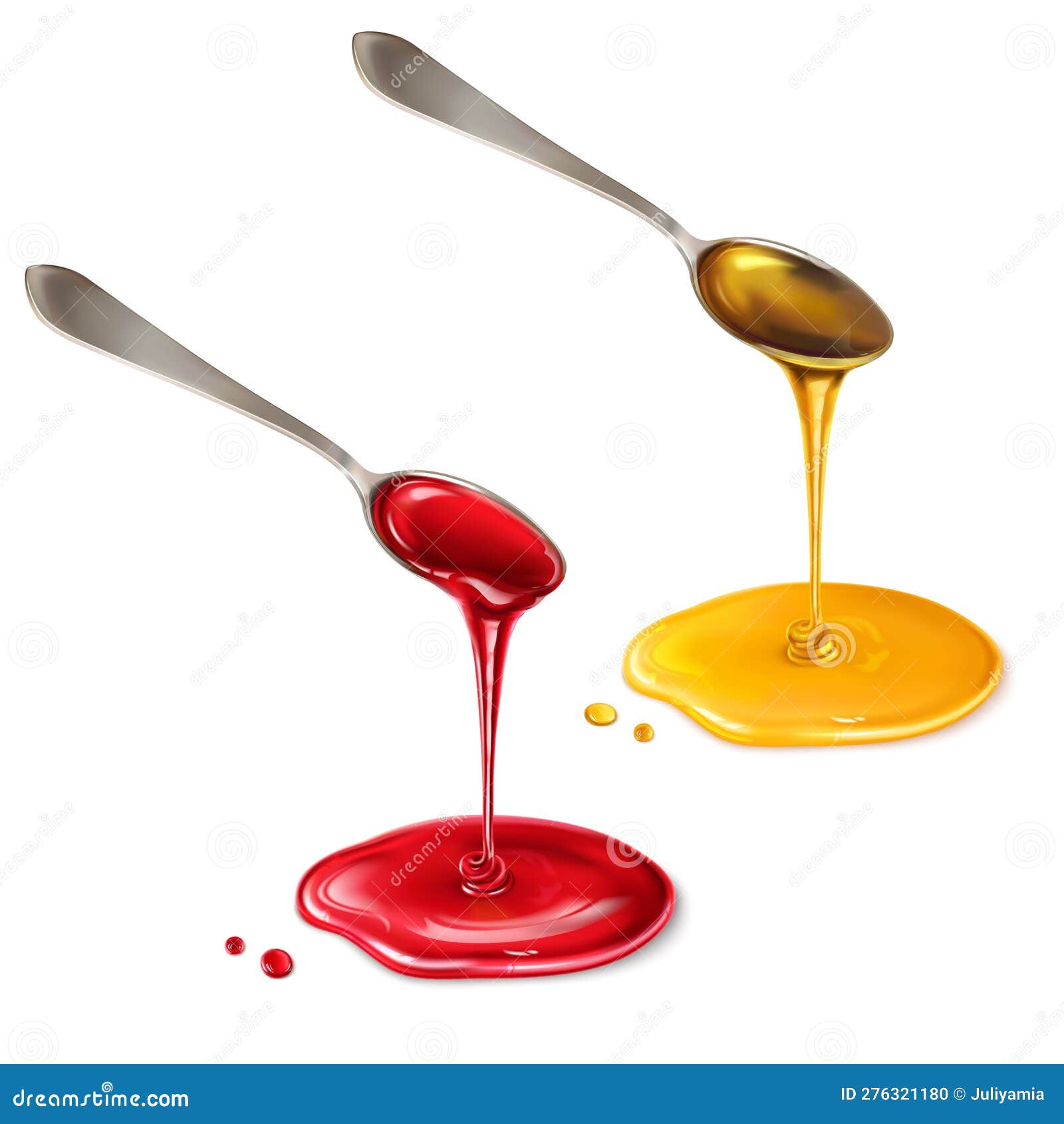 Sweet Honey and Jam Dripping from a Spoon, Isolated on a White ...