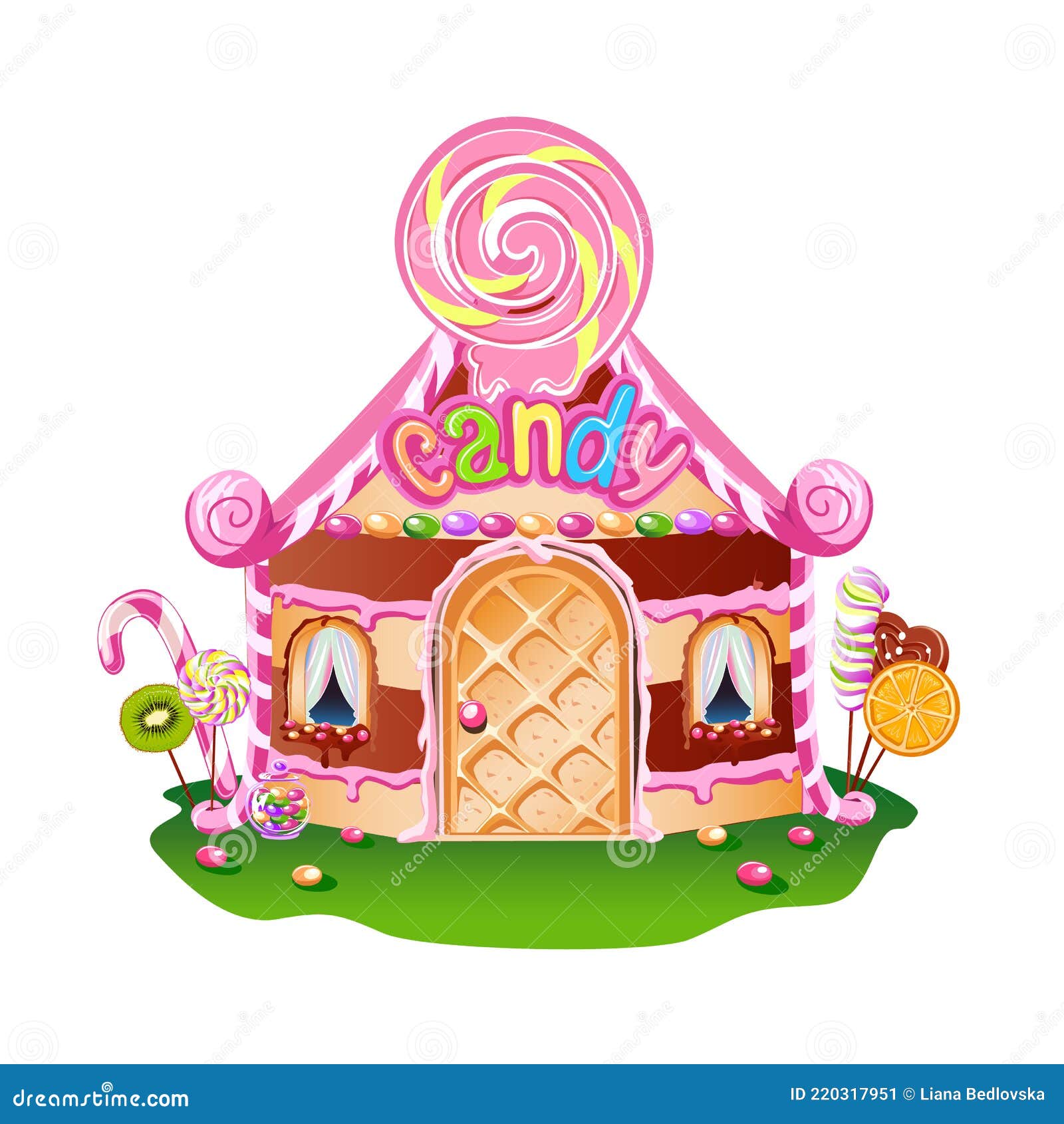 Fairy Tale Vector Illustration of a House from a Candy Land Stock ...