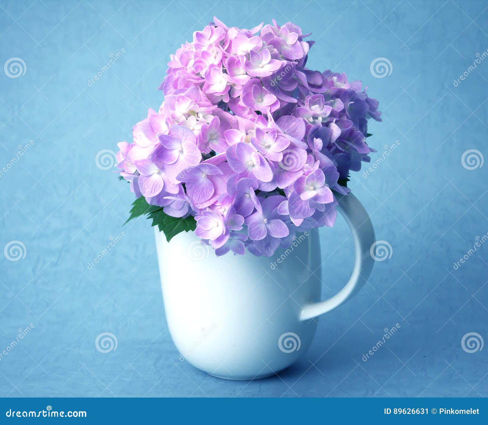 The Sweet Hydrangea Flowers in White Vase Stock Image - Image of design ...