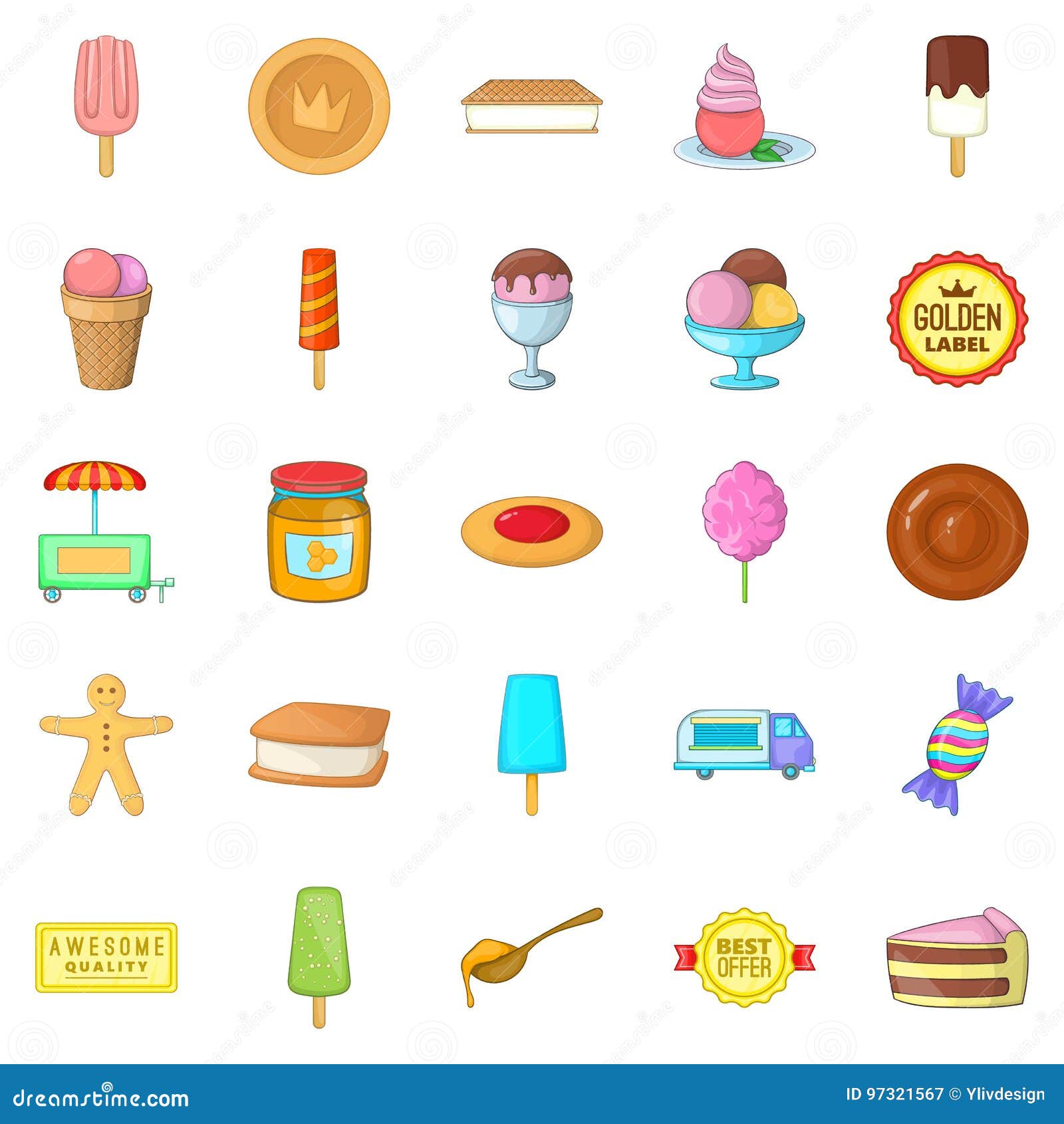 Sweet Icons Set, Cartoon Style Stock Vector - Illustration of lollipop ...