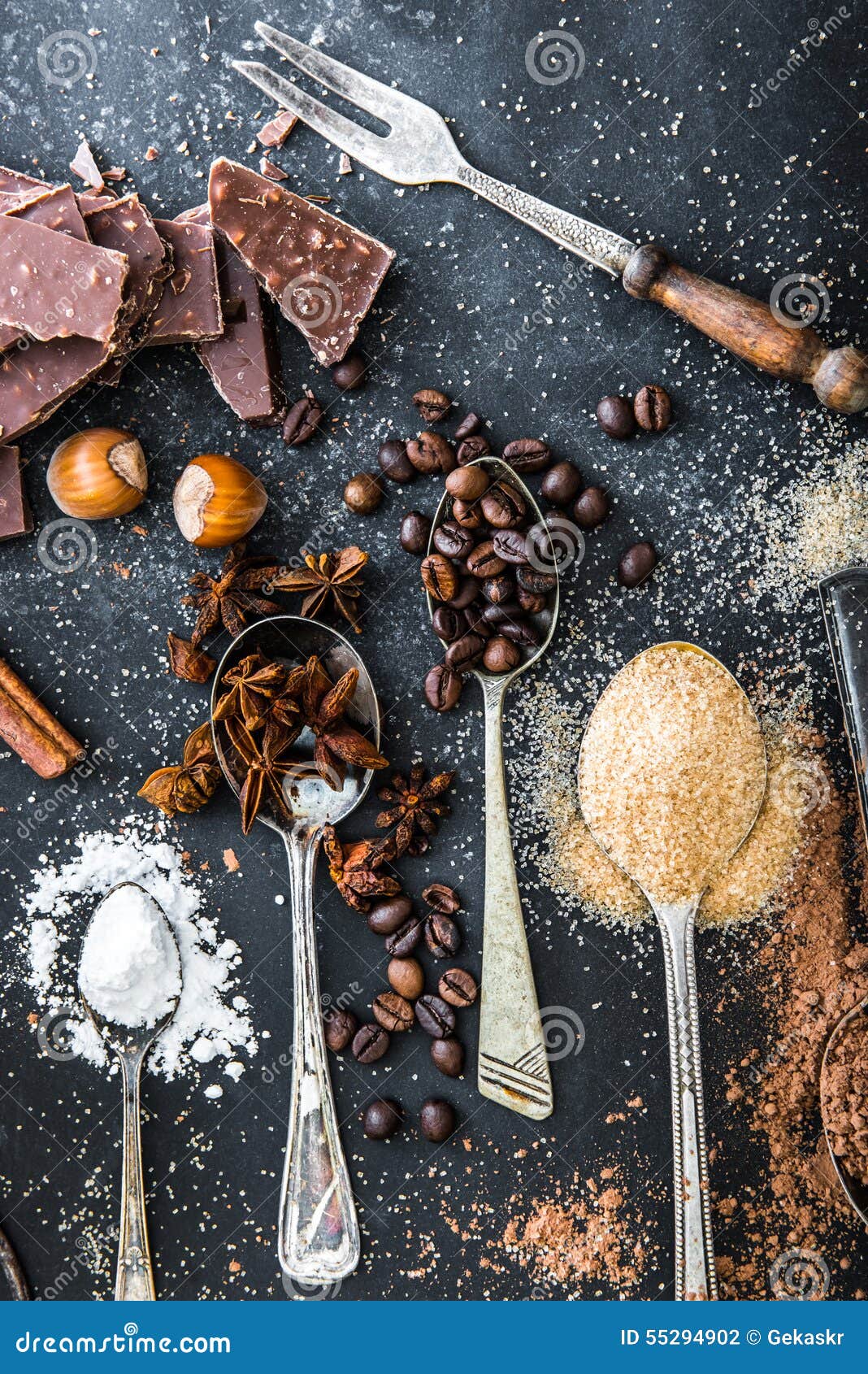 Sweet Ingredients and Chocolate on a Table Stock Photo - Image of ...