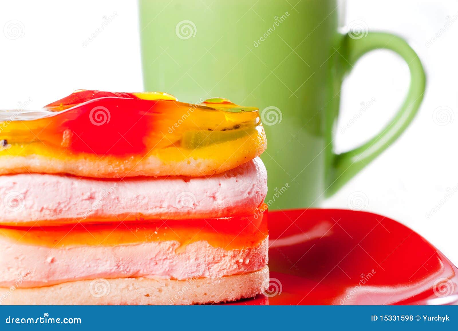 Sweet Jelly Cake with Tea Mug Stock Photo - Image of isolated, biscuit ...