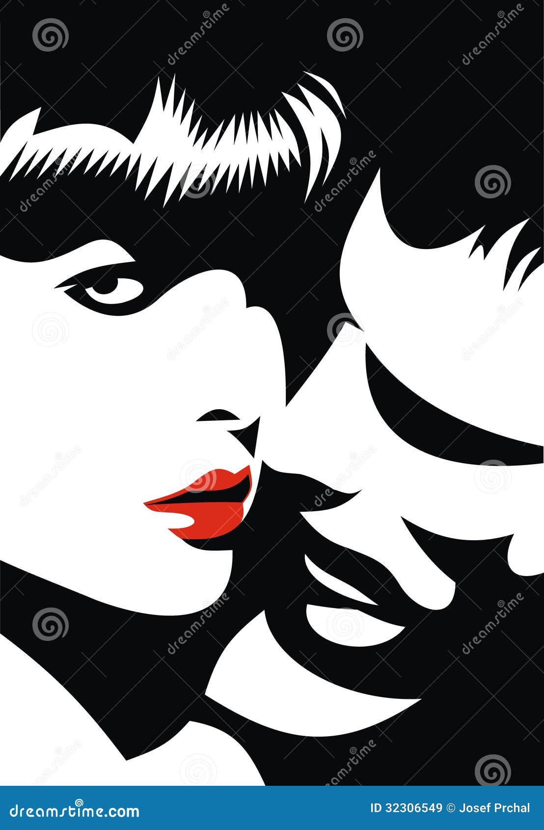 Sweet Kiss. Seamless Vetor Pattern Cartoon Vector | CartoonDealer.com ...
