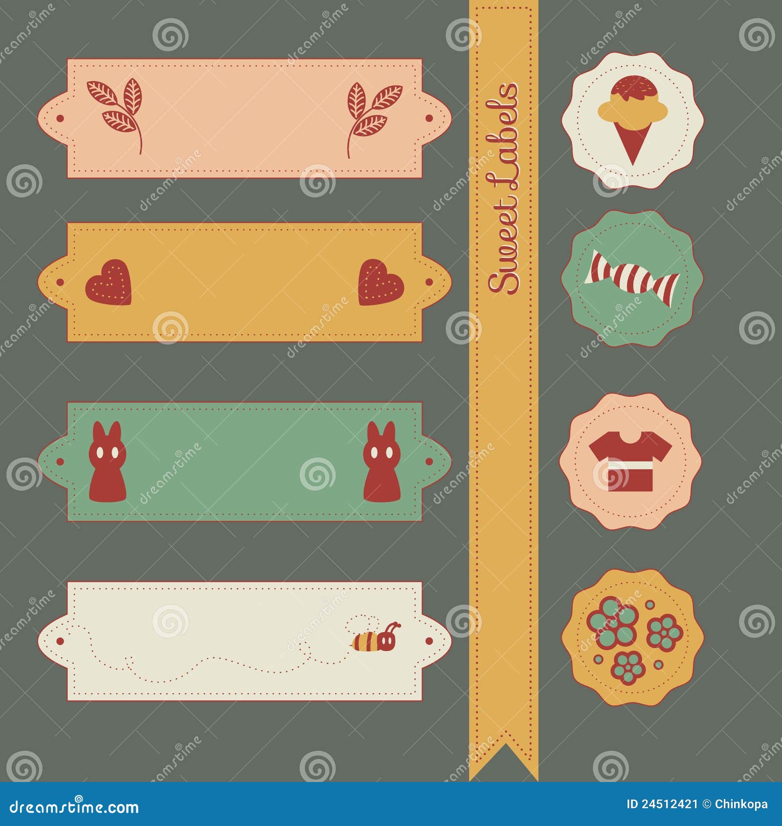 Sweet Labels Set stock vector. Illustration of bunnies - 24512421