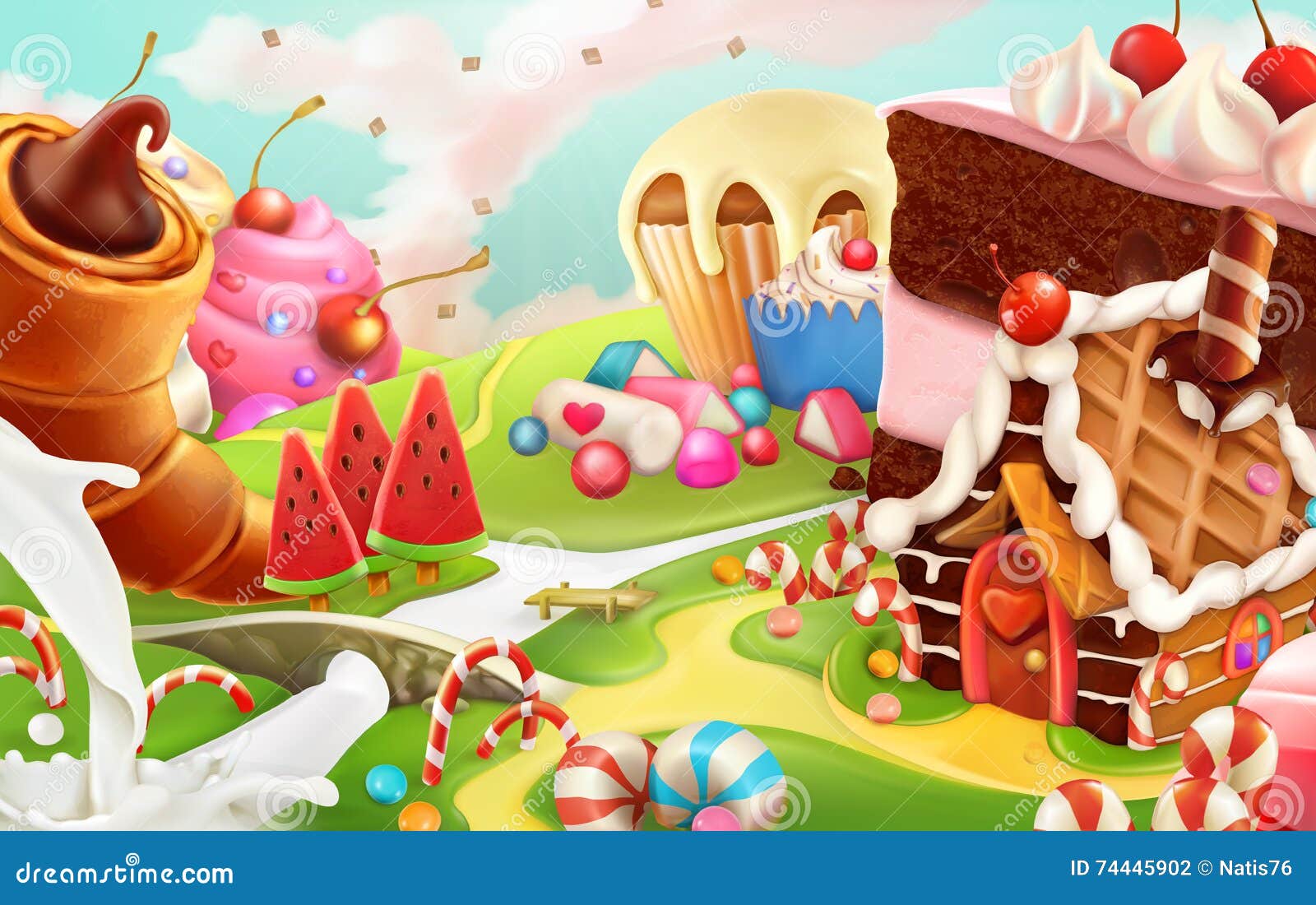 Sweet landscape background stock illustration. Illustration of bakery ...