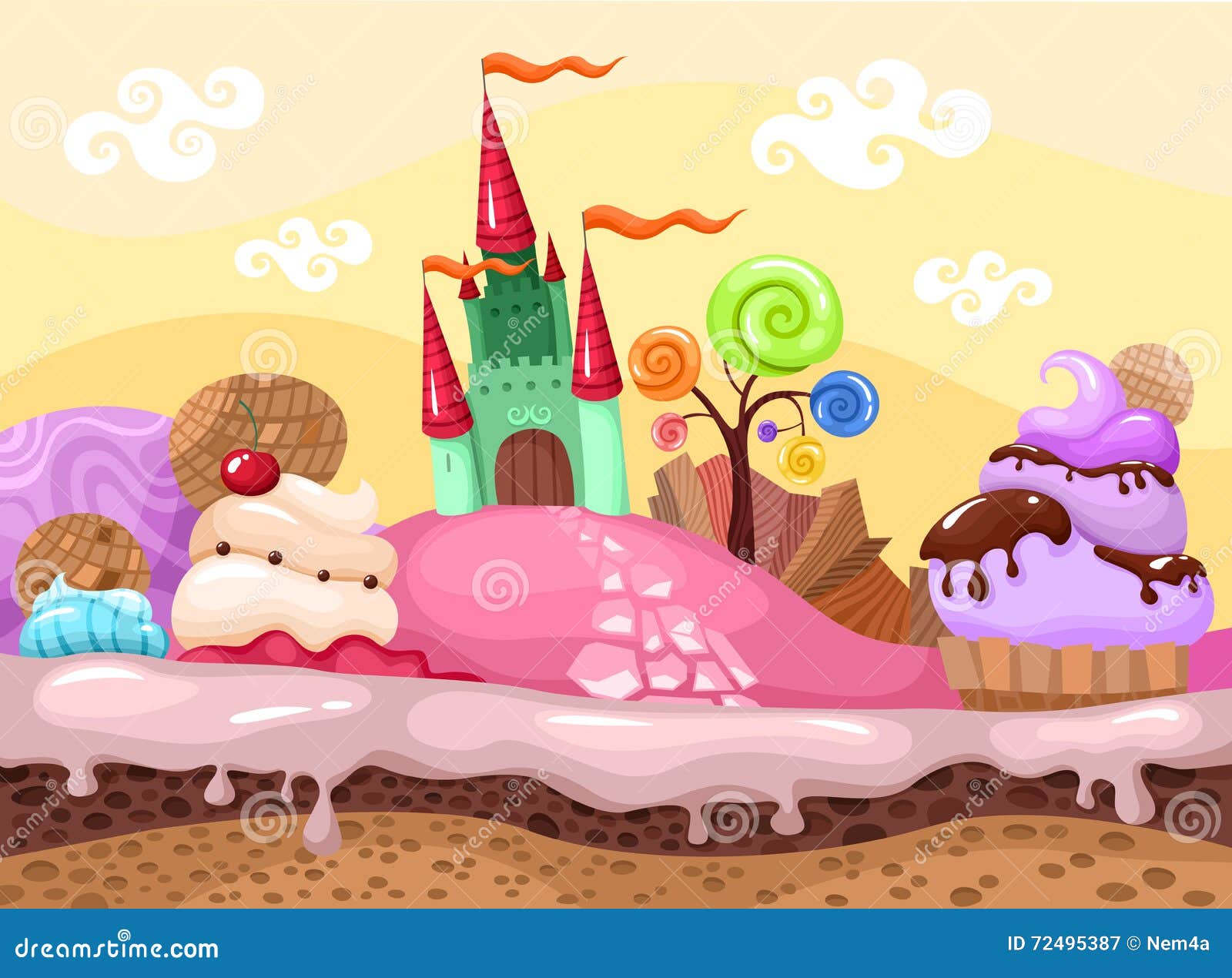 Sweet landscape stock vector. Illustration of caramel - 72495387