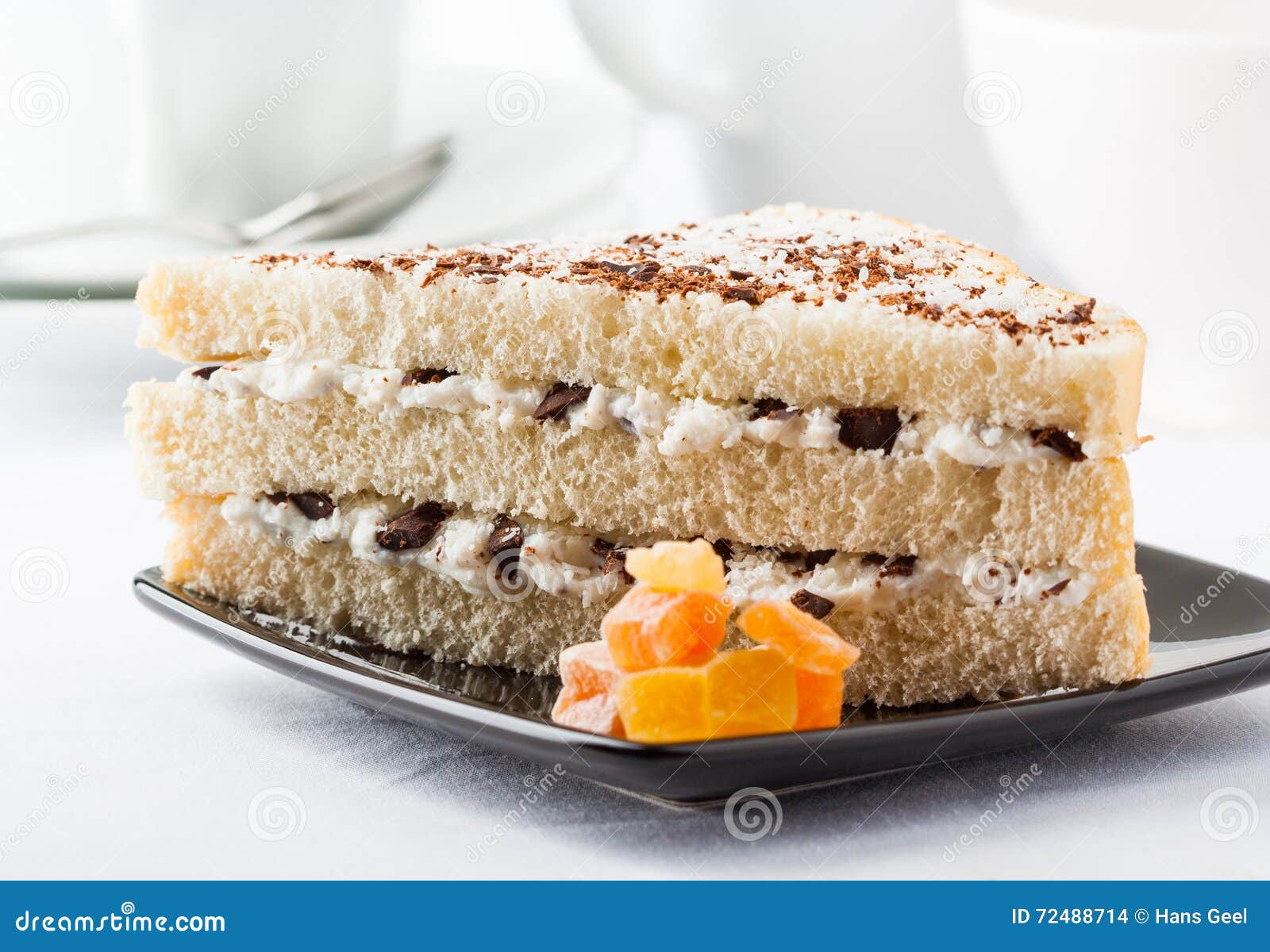 A Sweet Layered Sandwich with Ricotta Cheese and Chocolate Chunk Stock ...