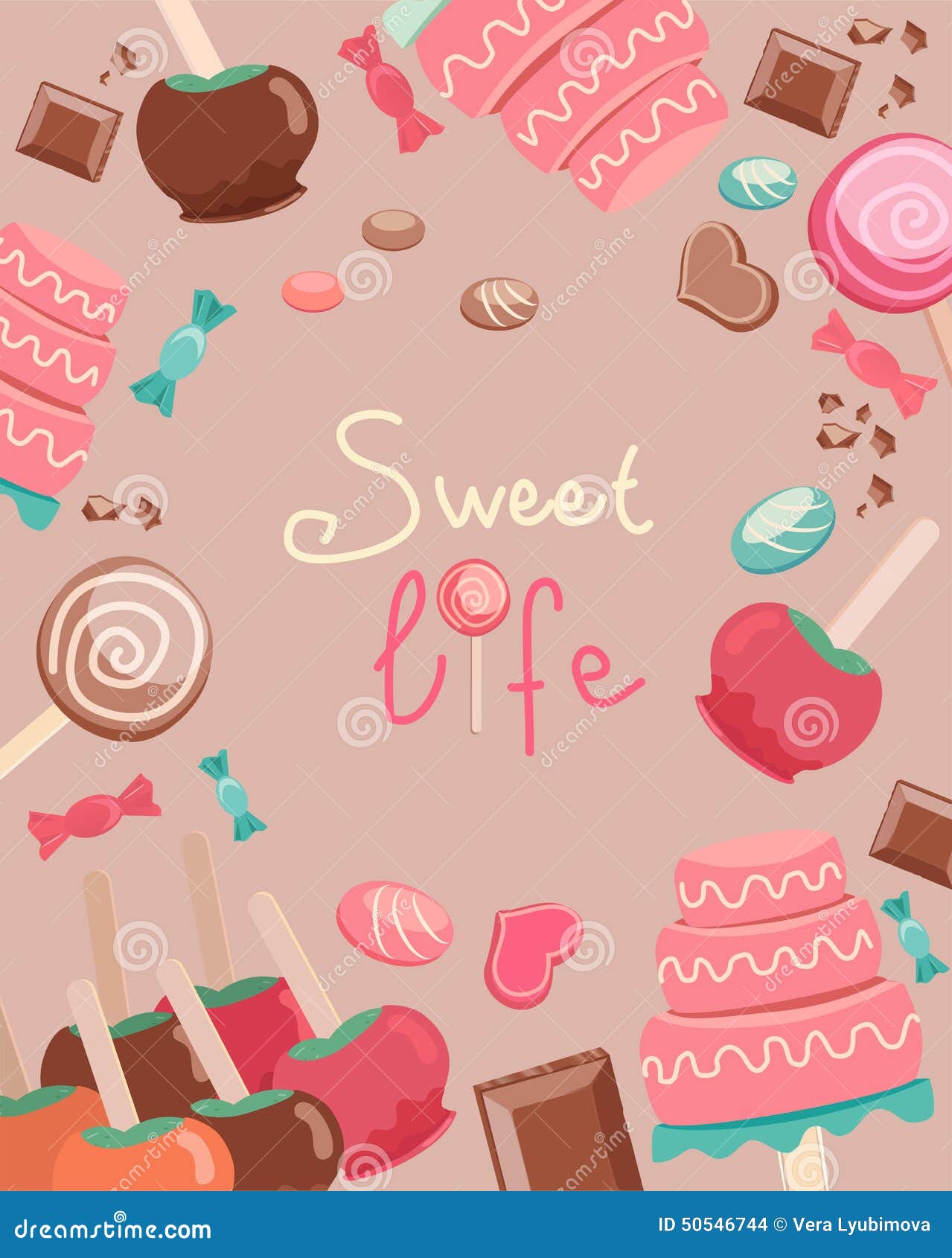 Sweet Life Text Surrounded by Sweets Graphics Stock Vector ...