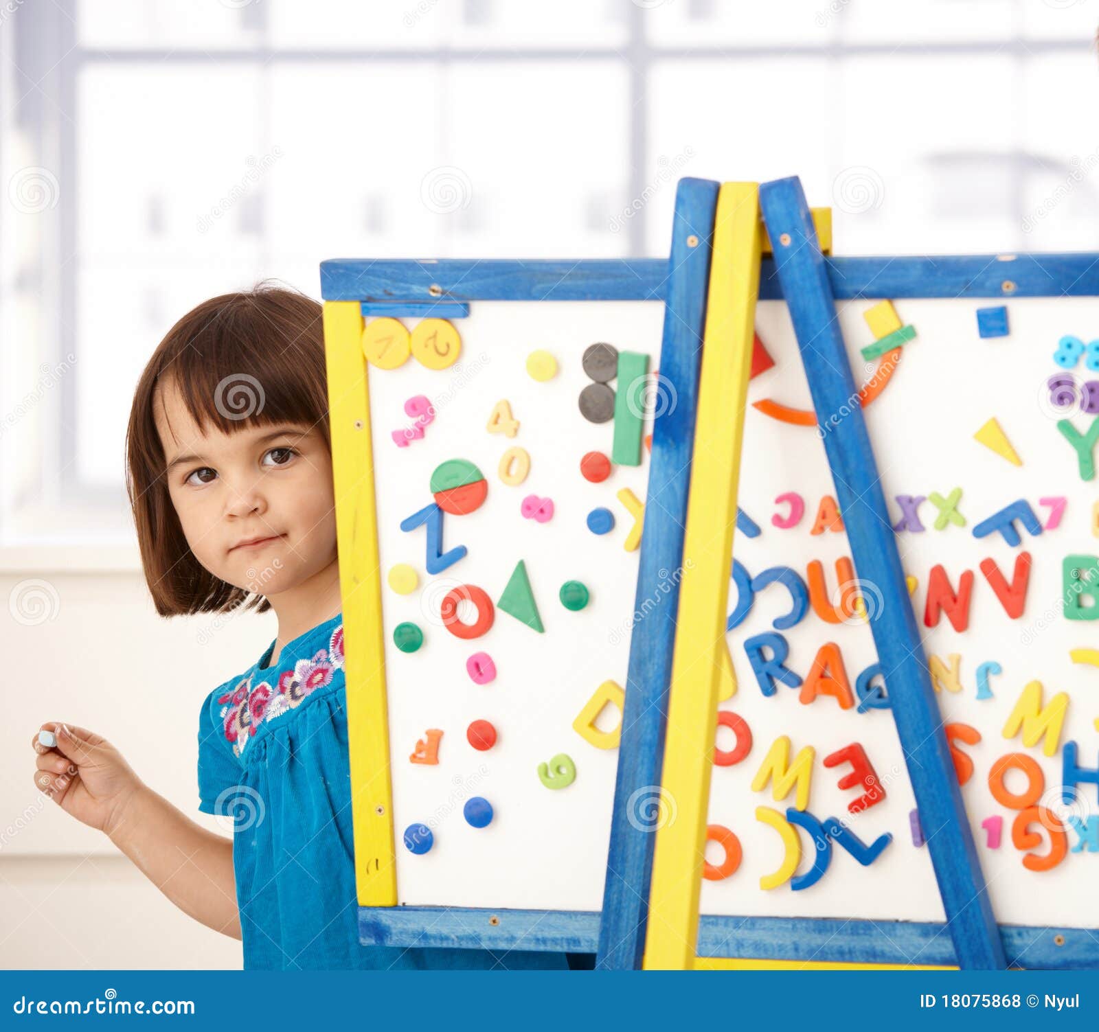 Sweet Little Girl at Drawing Board Stock Photo - Image of contact ...