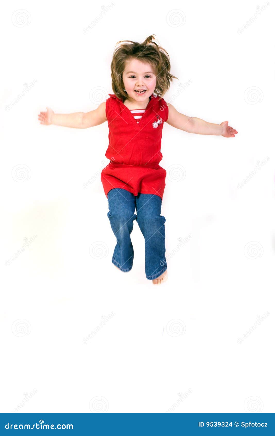 Sweet little girl jumps stock photo. Image of caucasian - 9539324
