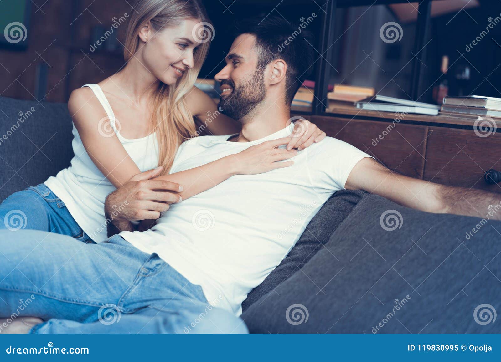Sweet in Love Couple Dreaming of Their Future. Stock Image - Image of ...