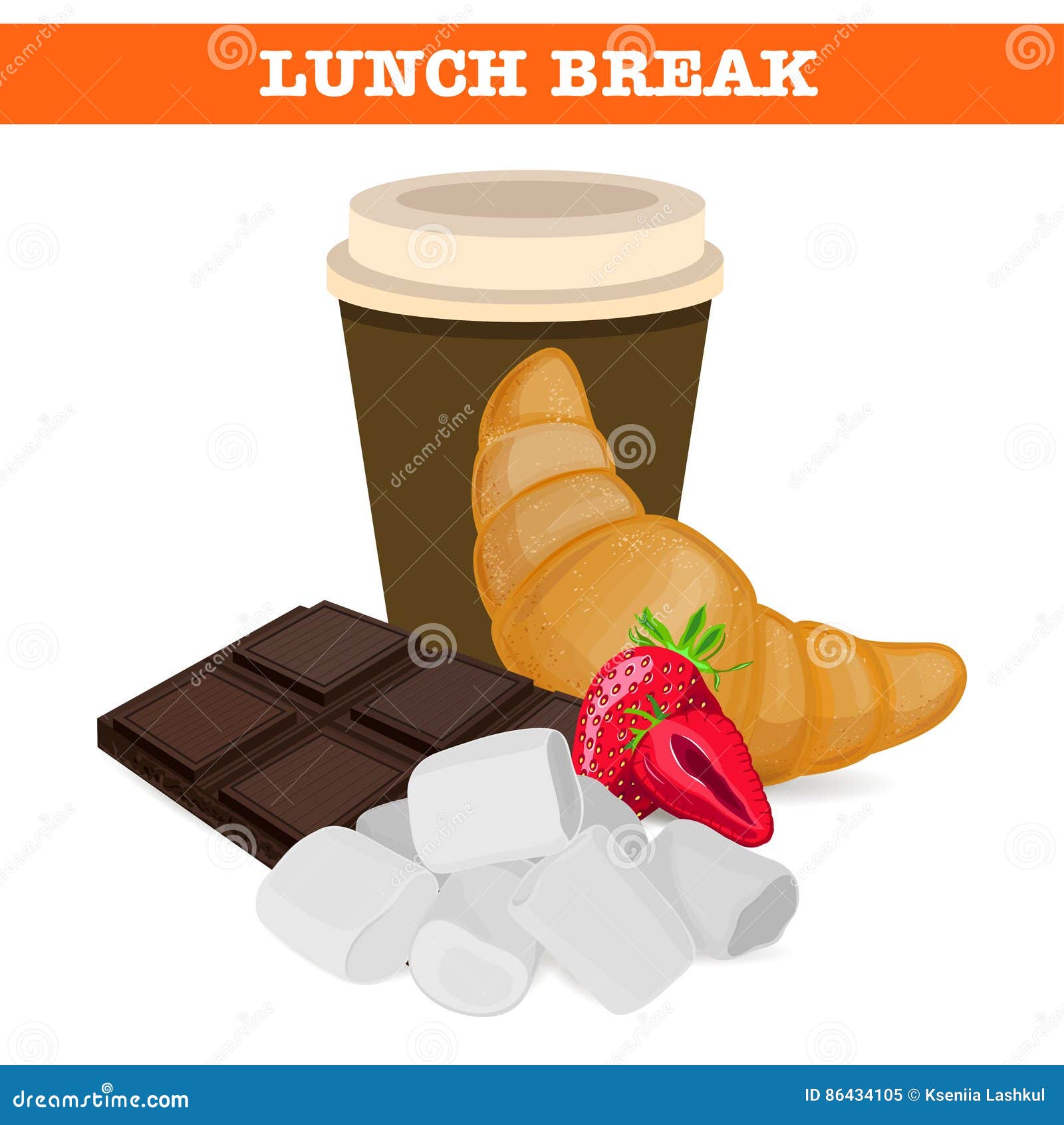 Sweet Lunch Break Vector Illustration. Stock Vector - Illustration of ...