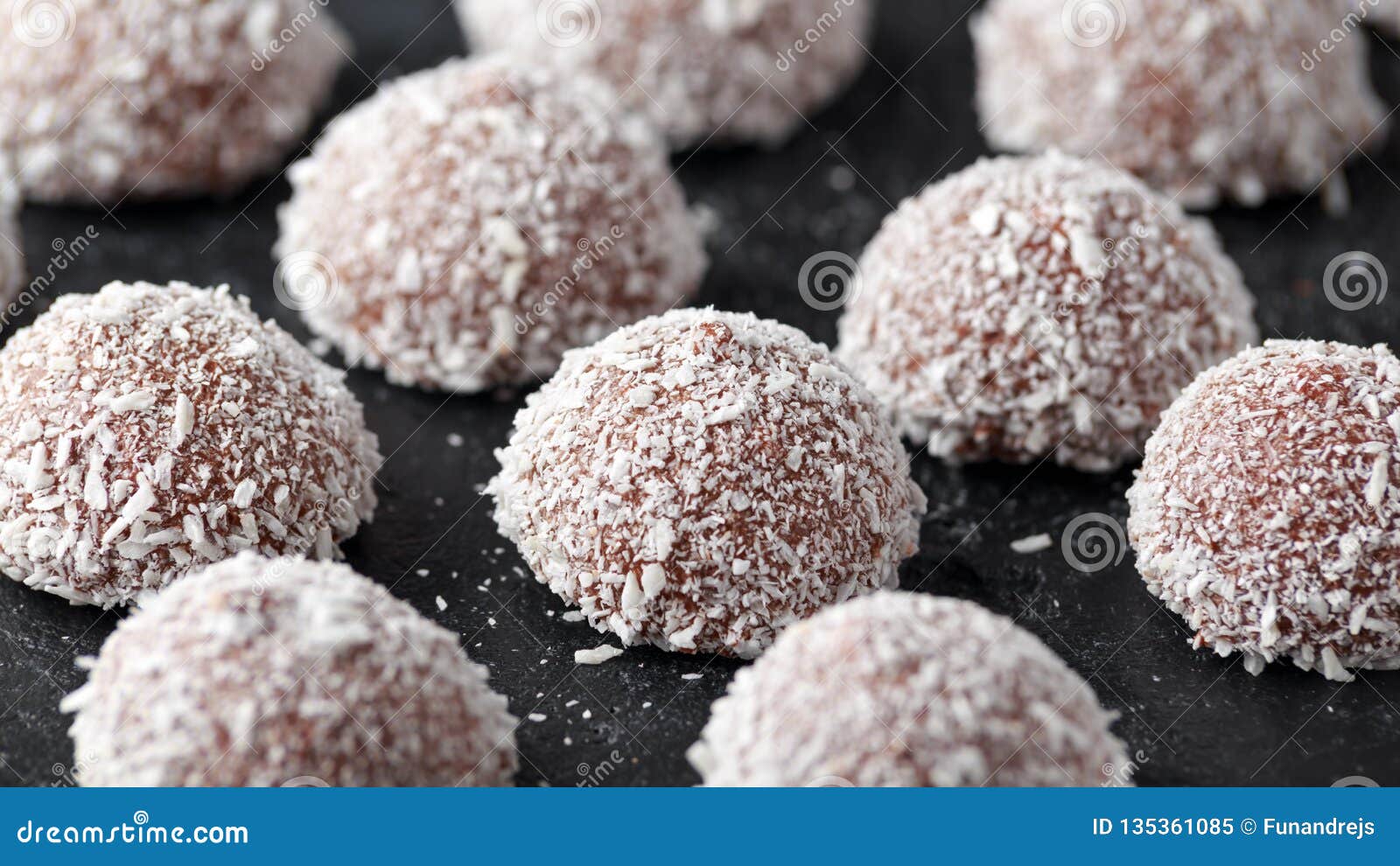 Sweet Mallow Snowballs with Chocolate Coating and Coconut Stock Image ...