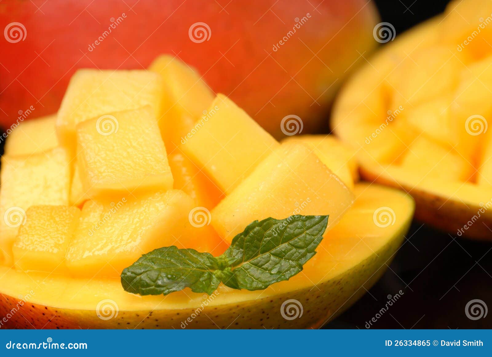 Sweet Mango Diced Up and Served in Its Shell Stock Image - Image of ...