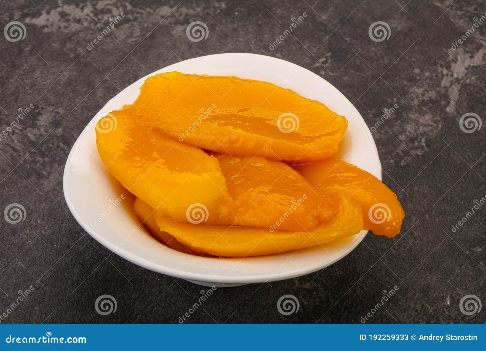 Sweet Mango Slices in Syrop Stock Image - Image of silver, isolated ...