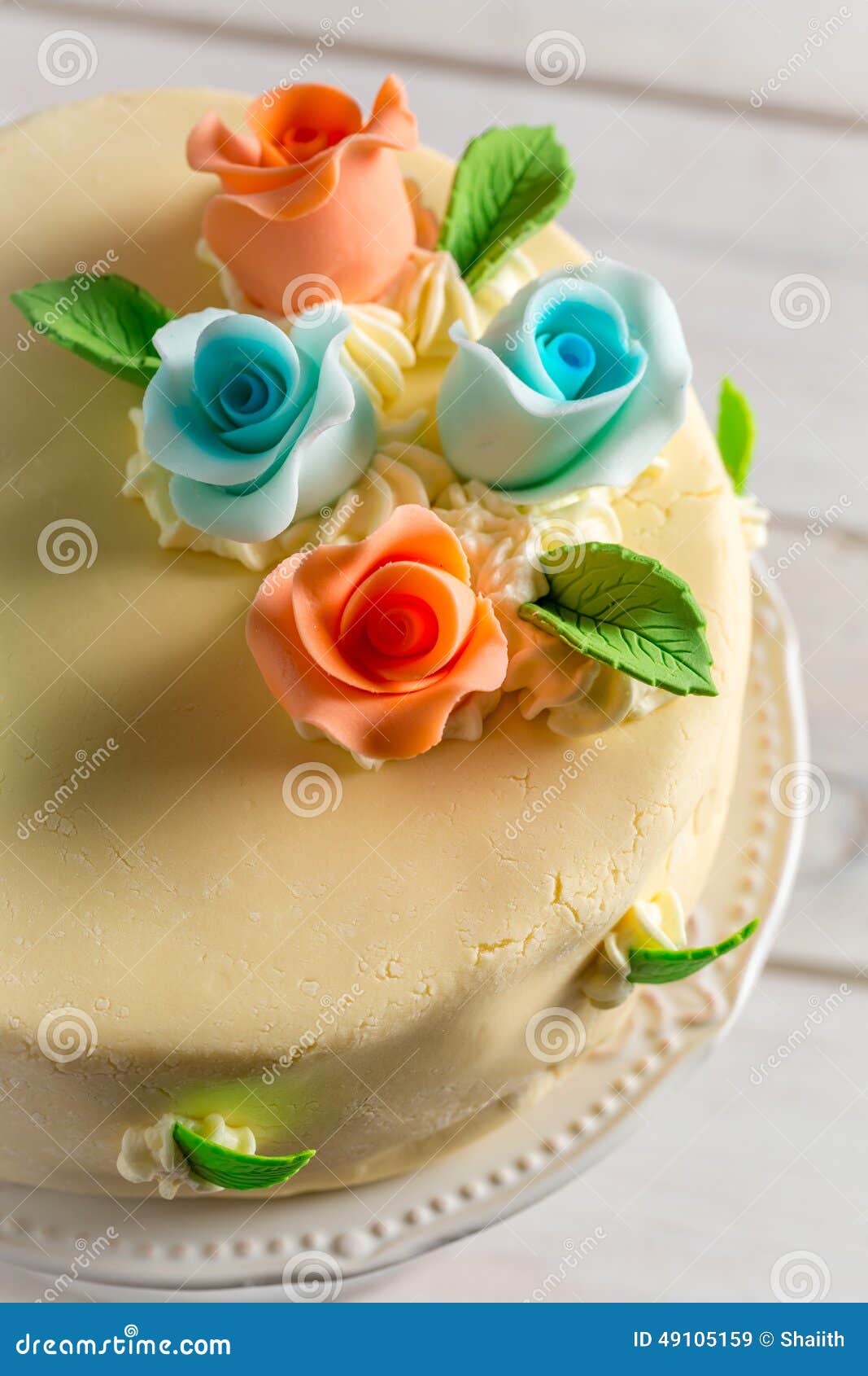Sweet Marzipan Roses on the Cake Stock Image - Image of decoration ...