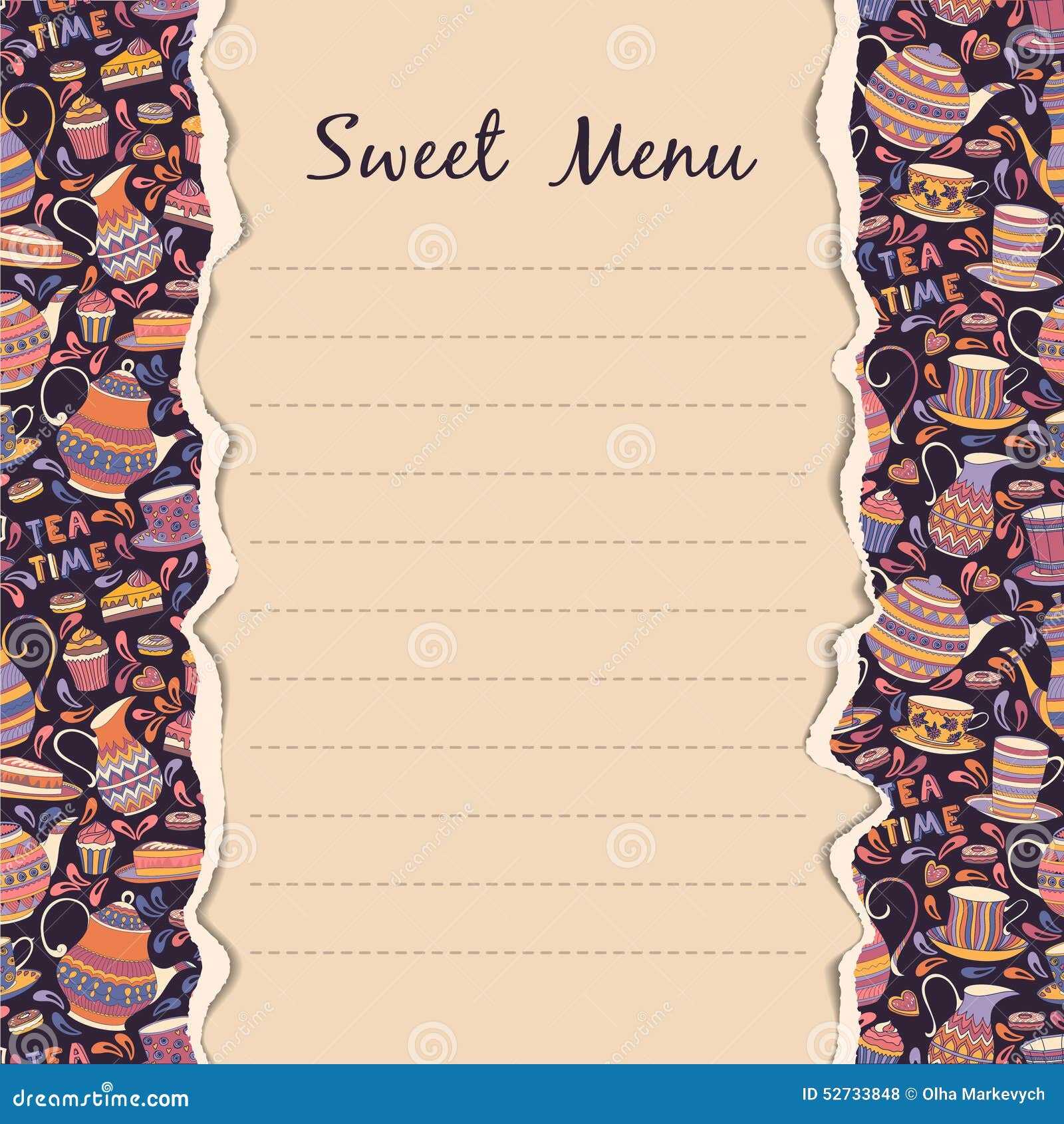 Sweet Menu stock vector. Illustration of lunch, menu - 52733848