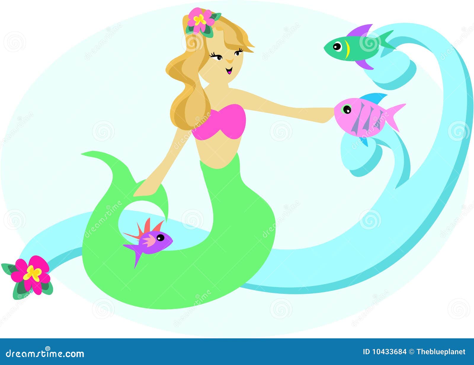 Sweet Mermaid with Fish stock vector. Illustration of animal - 10433684