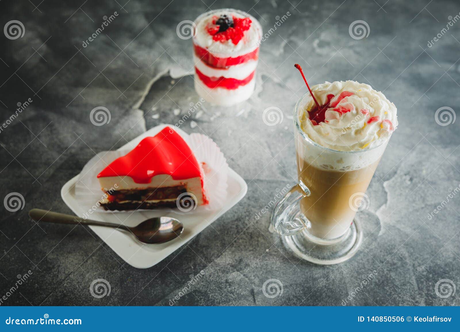 Sweet Milkshake Drink and Berry Desserts Stock Photo - Image of ...