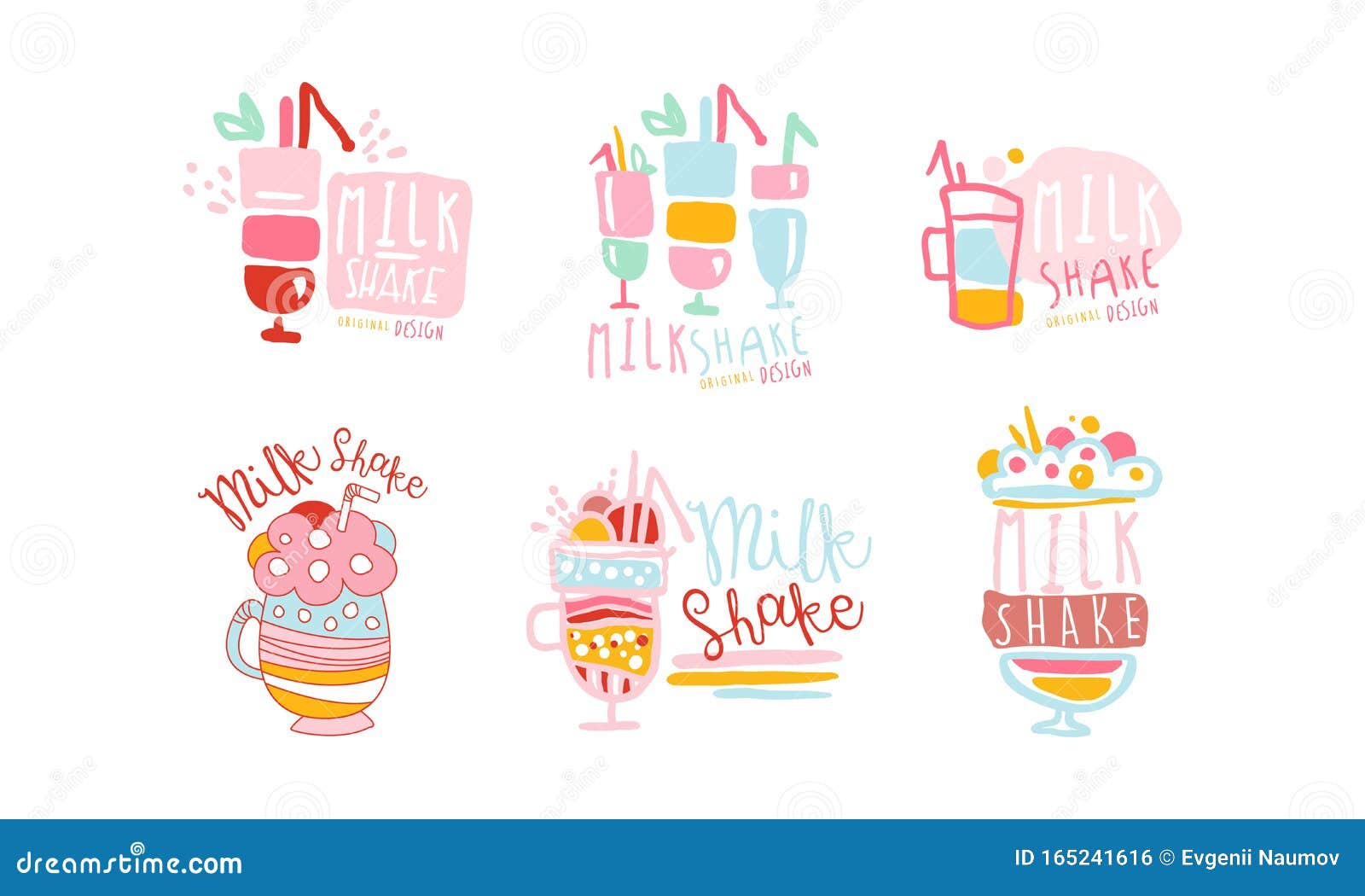 Sweet Milkshake Labels Original Design Vector Set Stock Vector ...