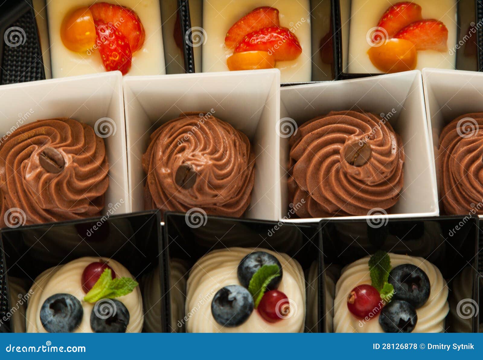 Sweet Mini Tarts in Black and White Box Stock Photo - Image of gourmet ...