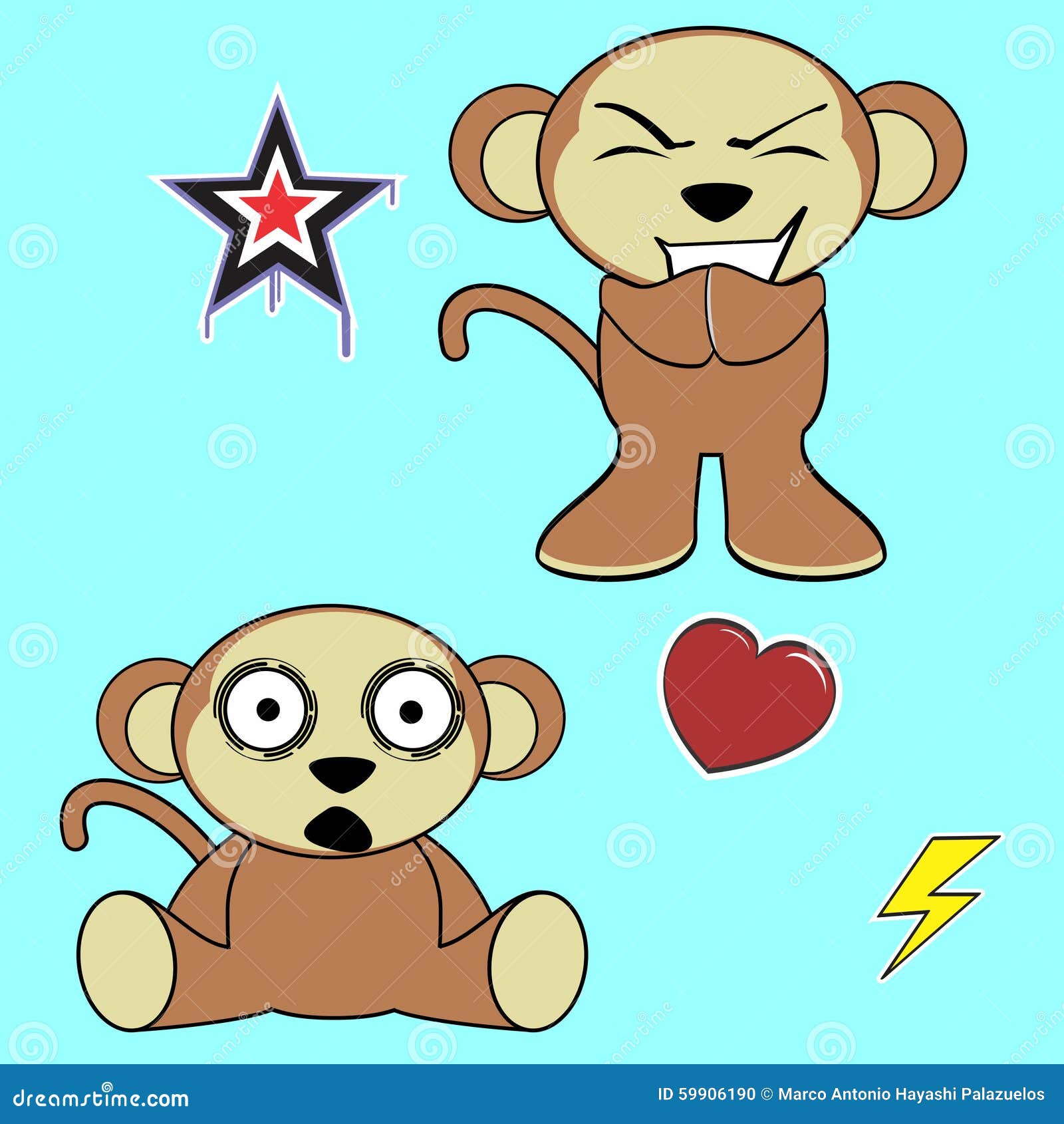 Sweet Monkey Cartoon Expressions Stock Vector - Illustration of design ...