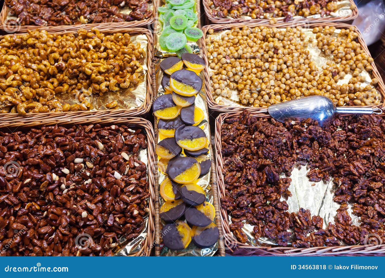 Sweet nuts on the counter stock photo. Image of farm - 34563818