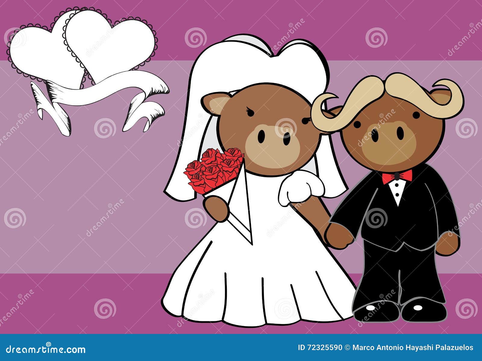 Sweet Oxen Married Cartoon Background Stock Vector - Illustration of ...