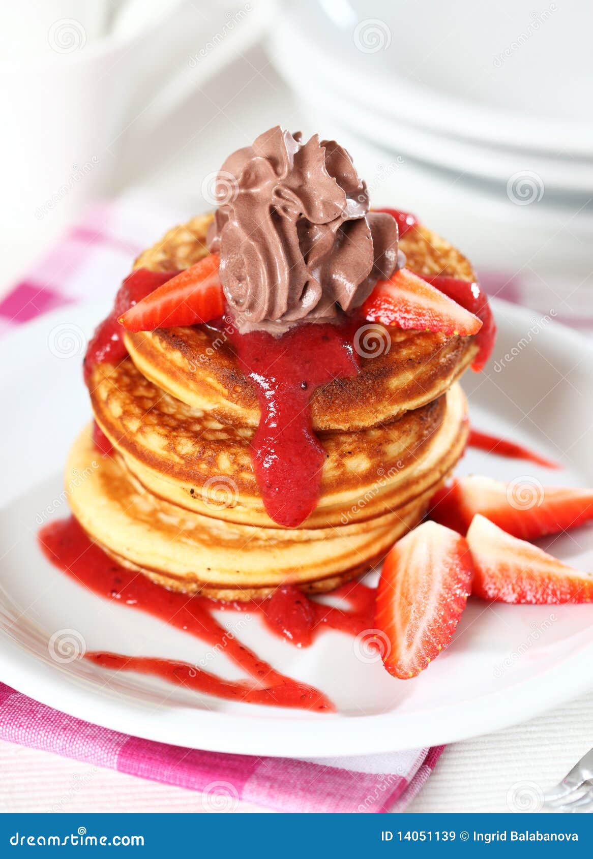Sweet pancakes stock image. Image of cream, preparing - 14051139