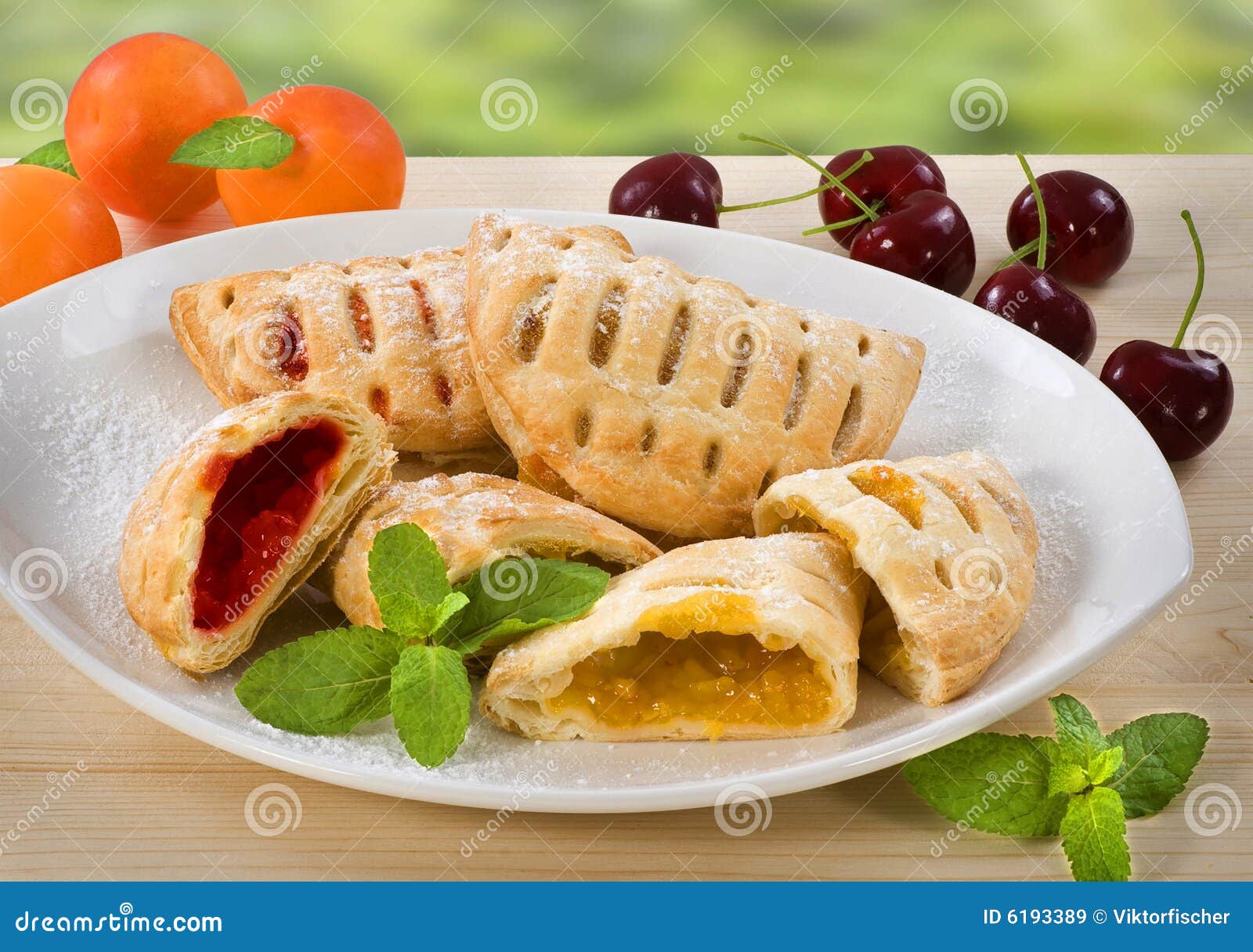 Sweet Pastries with Cherry and Apricot Jam Stock Image - Image of fruit ...