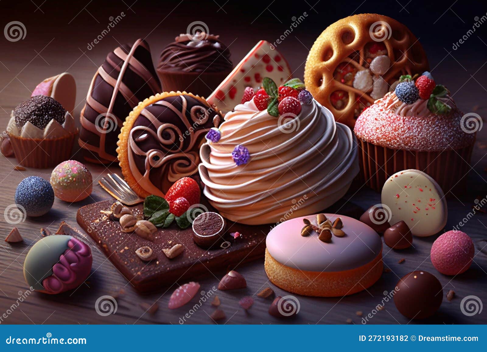Sweet Pastries and Confectionery. AI Generated Stock Illustration ...