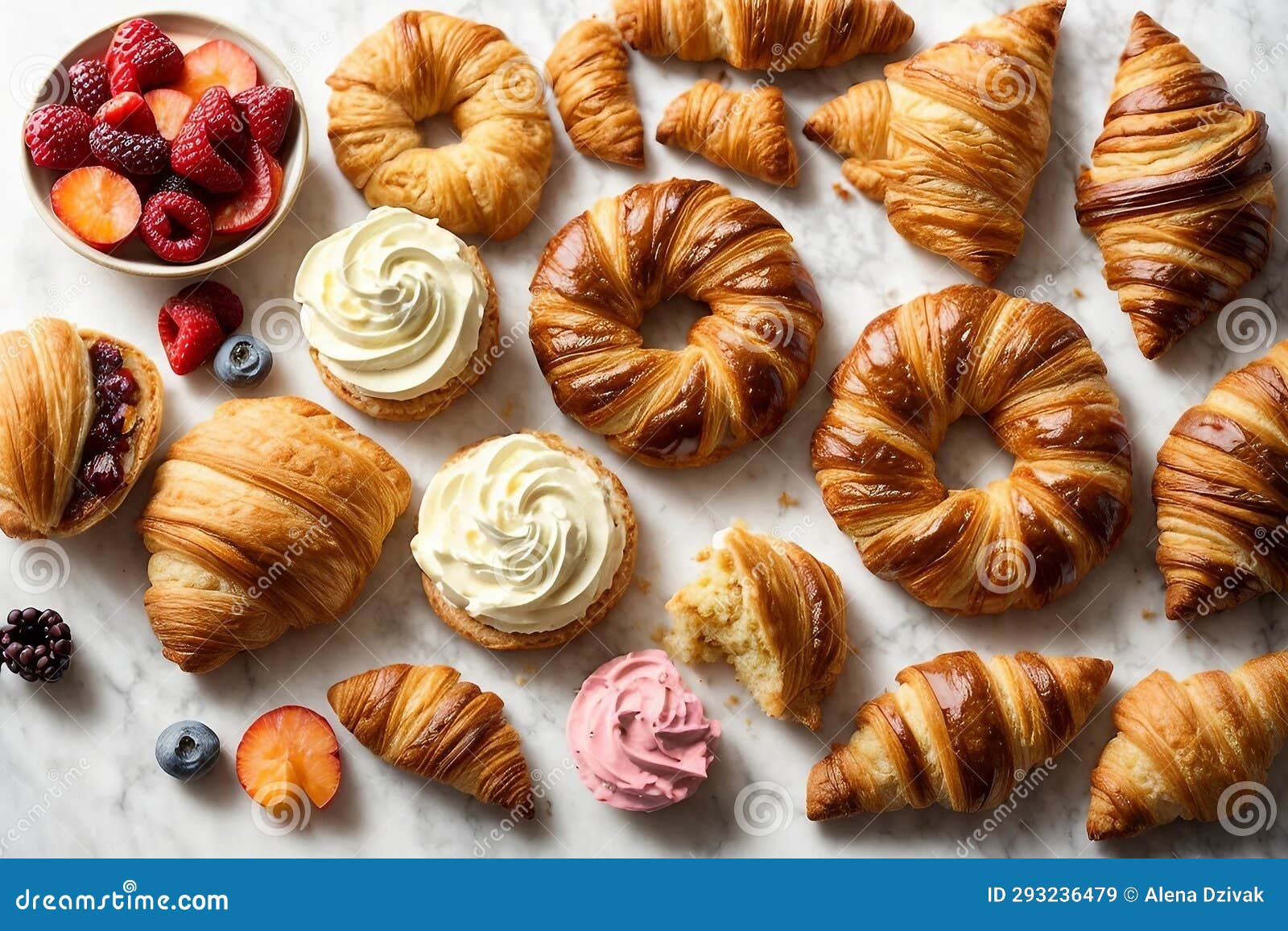 Sweet Pastries, Croissants. Generative AI. Stock Illustration ...