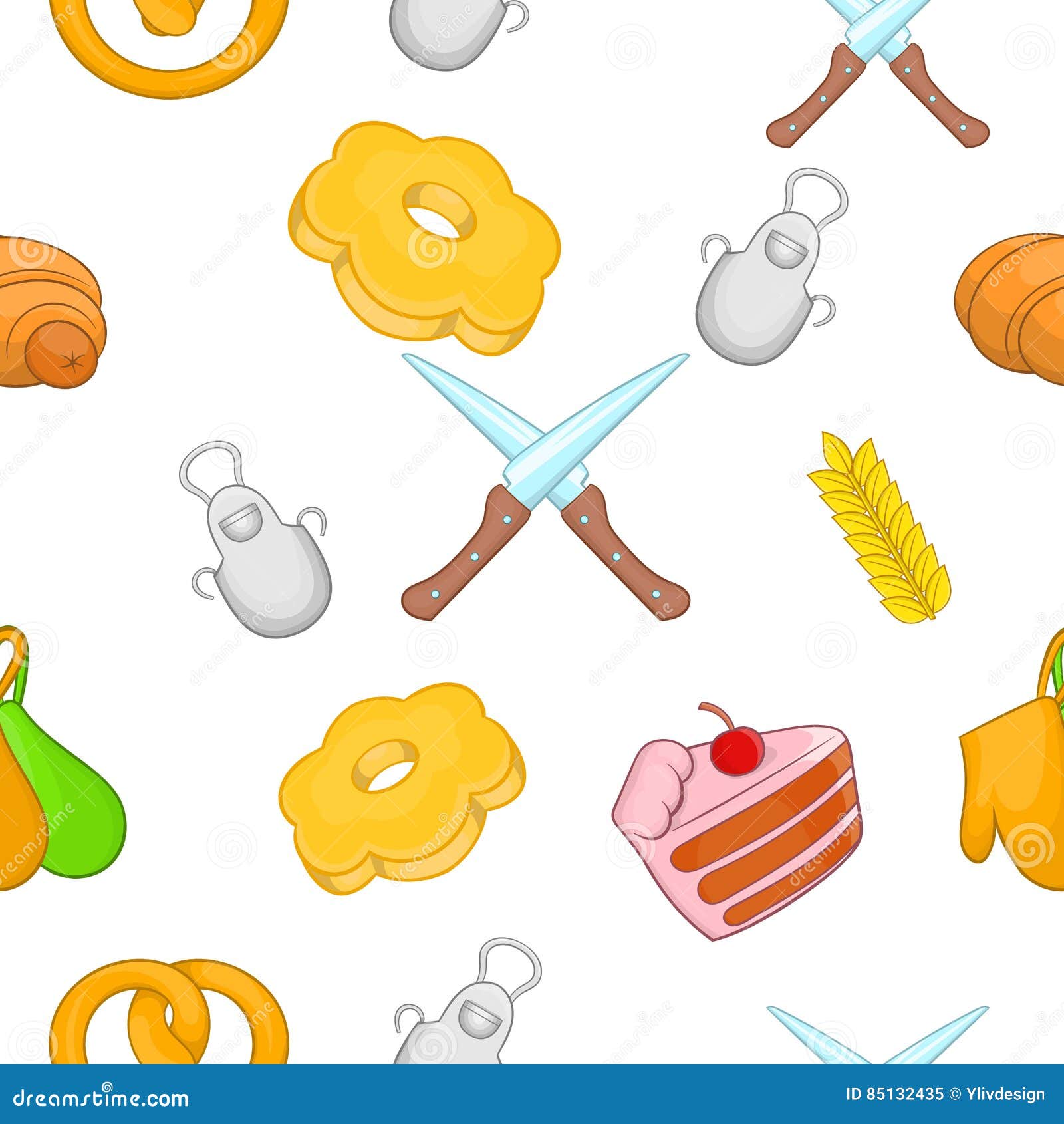 Sweet Pastries Pattern, Cartoon Style Stock Vector - Illustration of ...