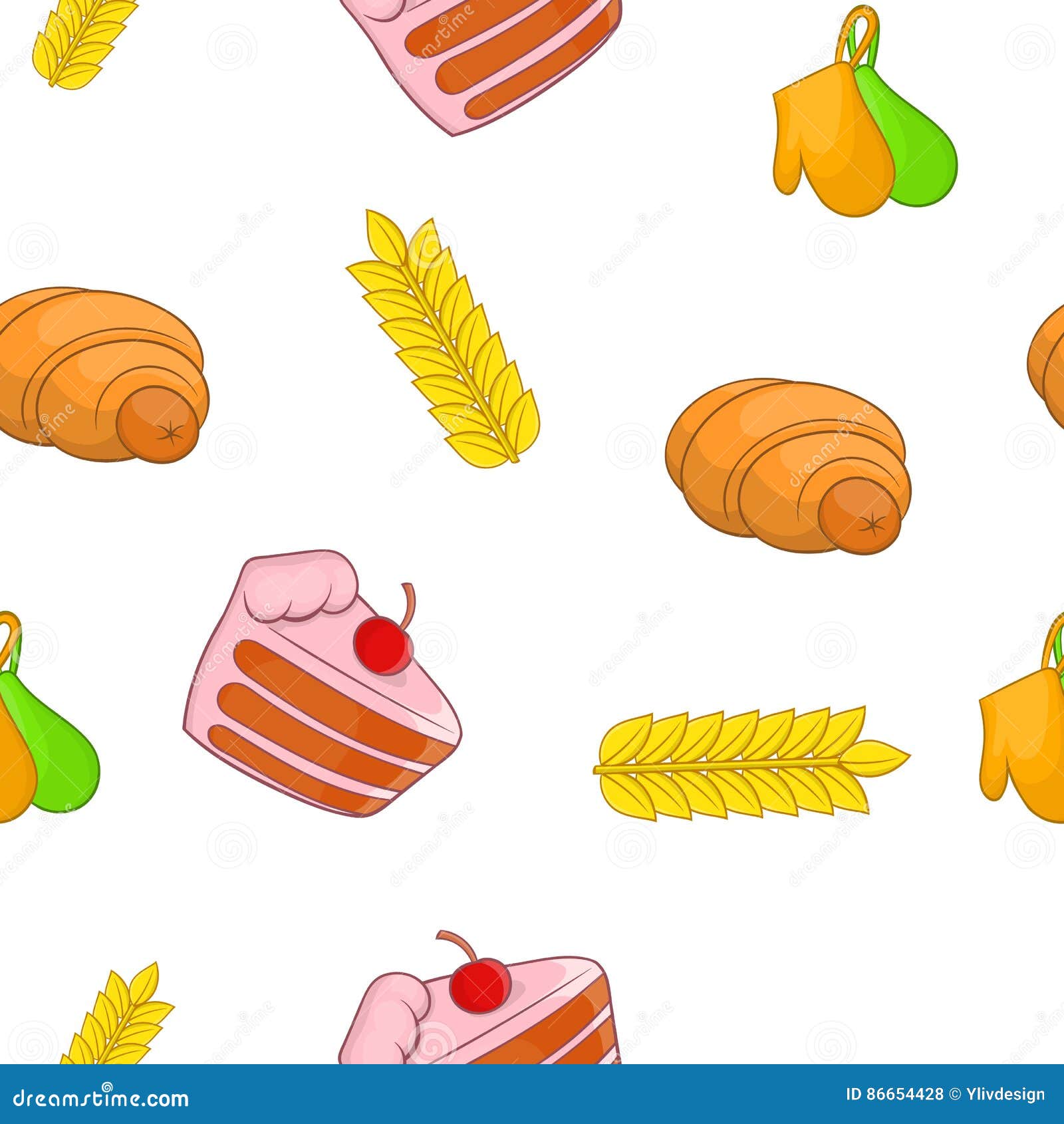Sweet Pastries Pattern, Cartoon Style Stock Vector - Illustration of ...