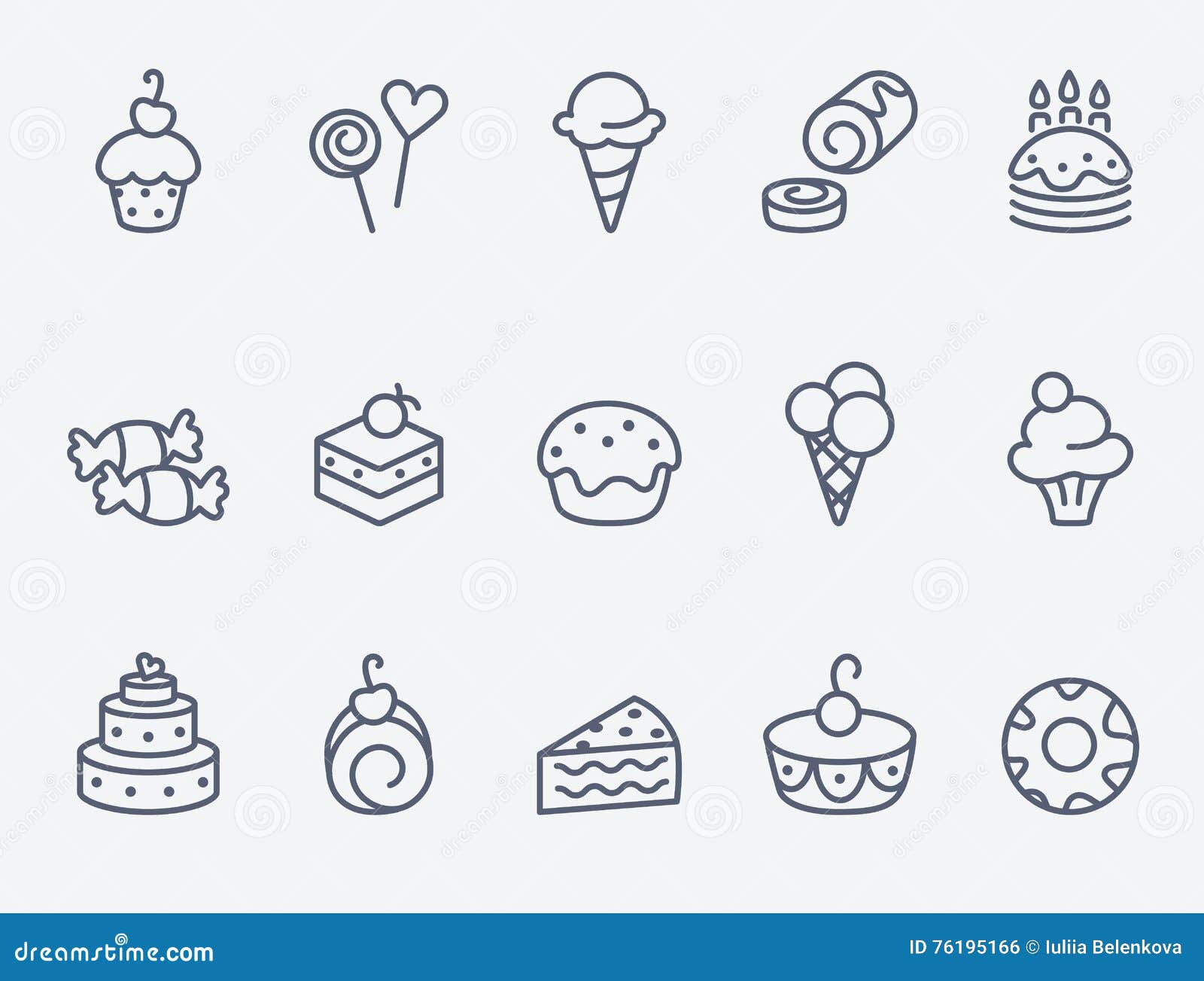 Sweet pastry icons stock vector. Illustration of food - 76195166