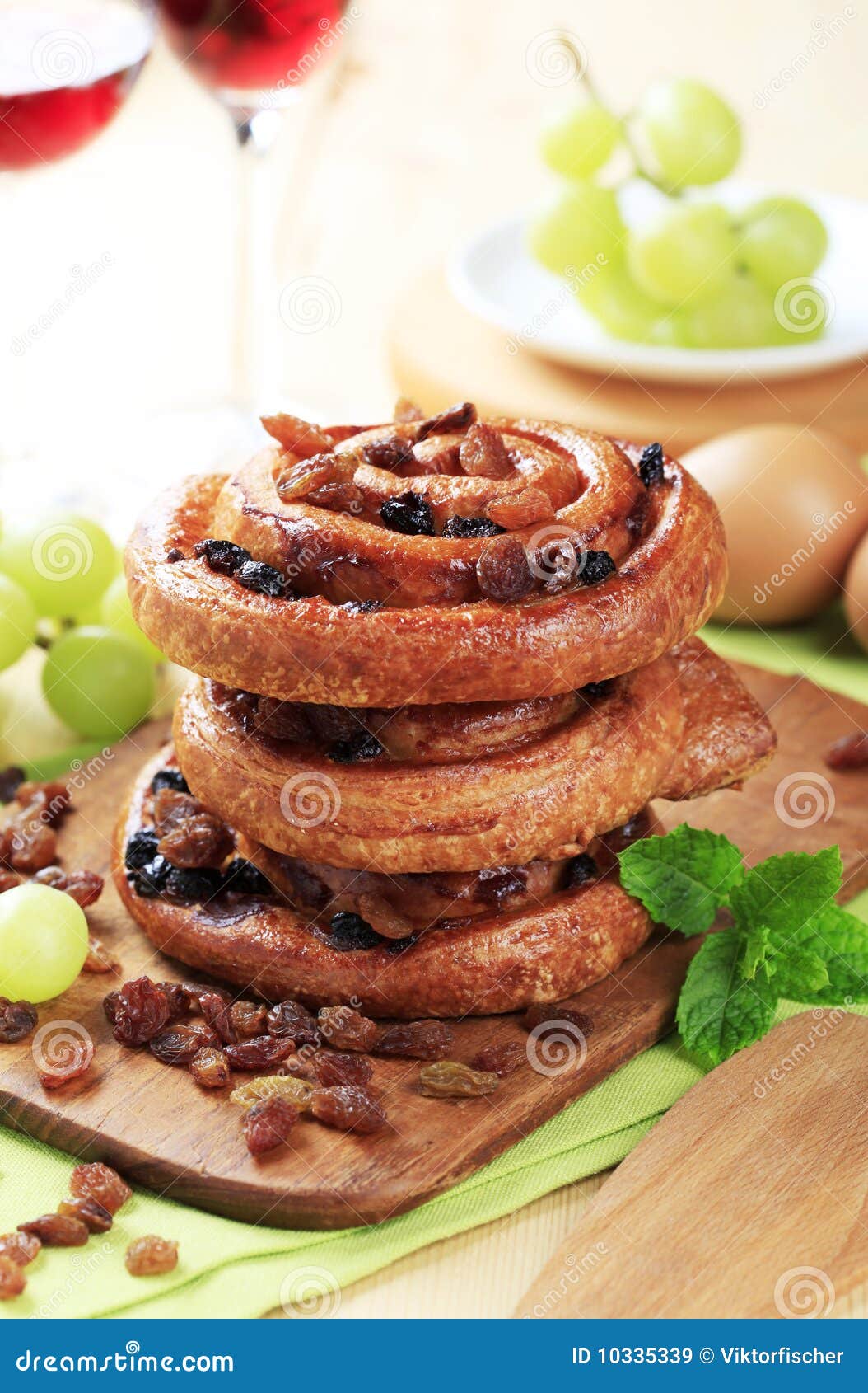 Sweet Pastry Rolls with Raisins Stock Image - Image of snack, french ...