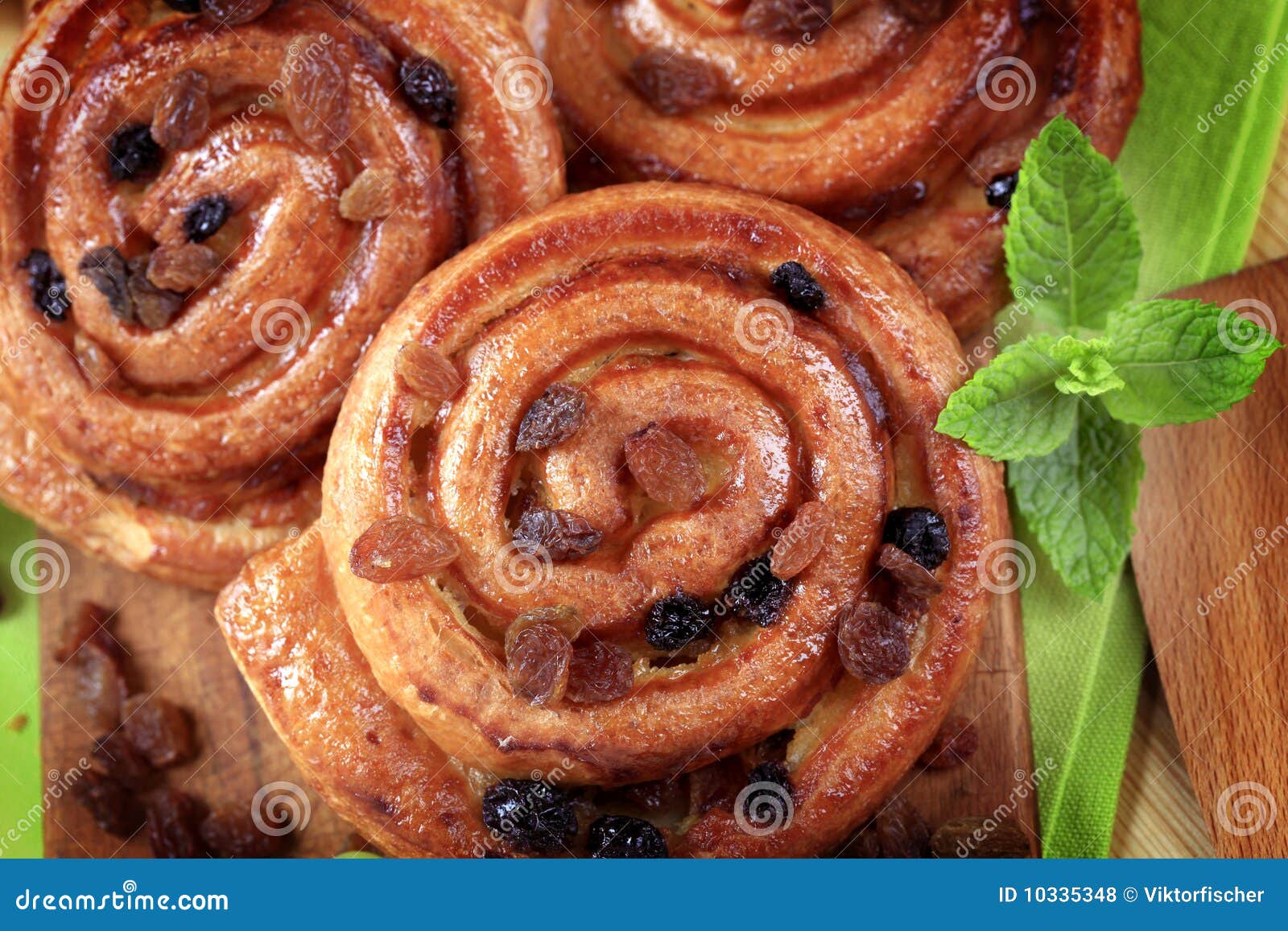 Sweet Pastry Rolls with Raisins Stock Photo - Image of crisp, treat ...