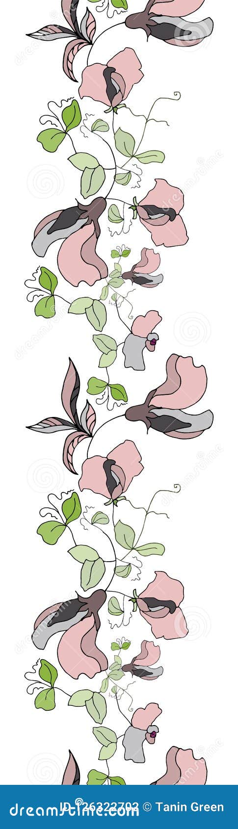 Sweet Pea Seamless Border Pattern. Vector Stock Vector - Illustration ...