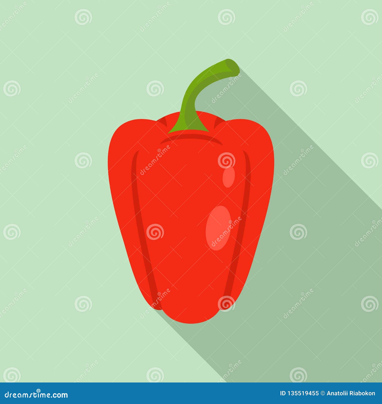 Sweet Pepper Icon, Flat Style Stock Vector - Illustration of bell, icon ...