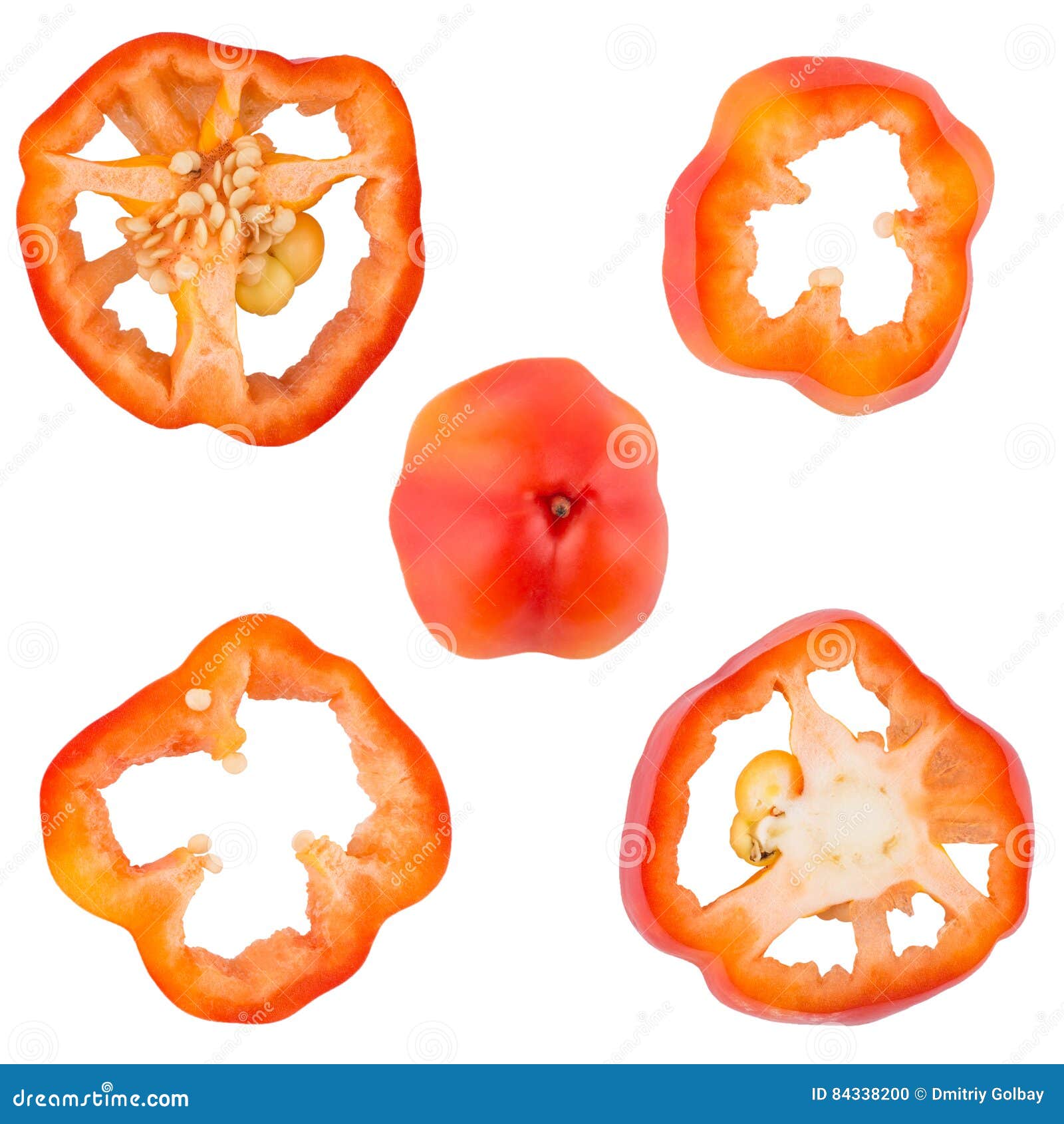 Sweet Peppers Sliced in Pieces on White Background Stock Photo - Image ...