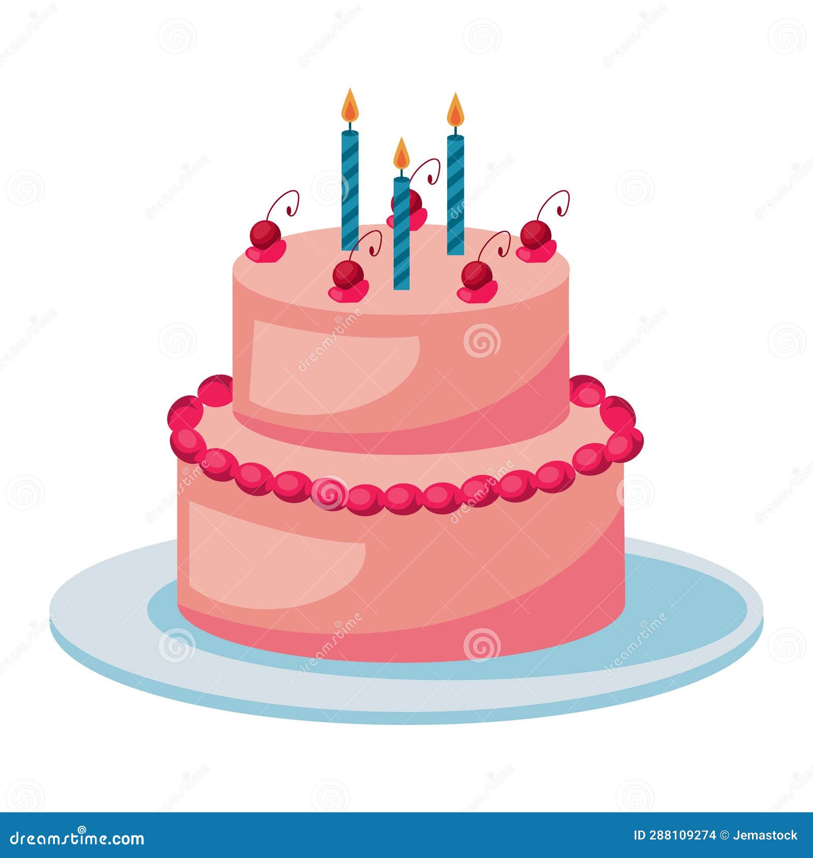 Sweet pink cake design stock vector. Illustration of party - 288109274