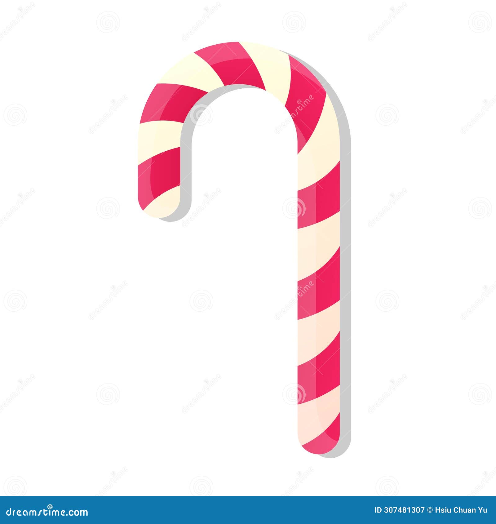 Sweet Pink Candy Cane Cartoon Illustration Stock Vector - Illustration ...