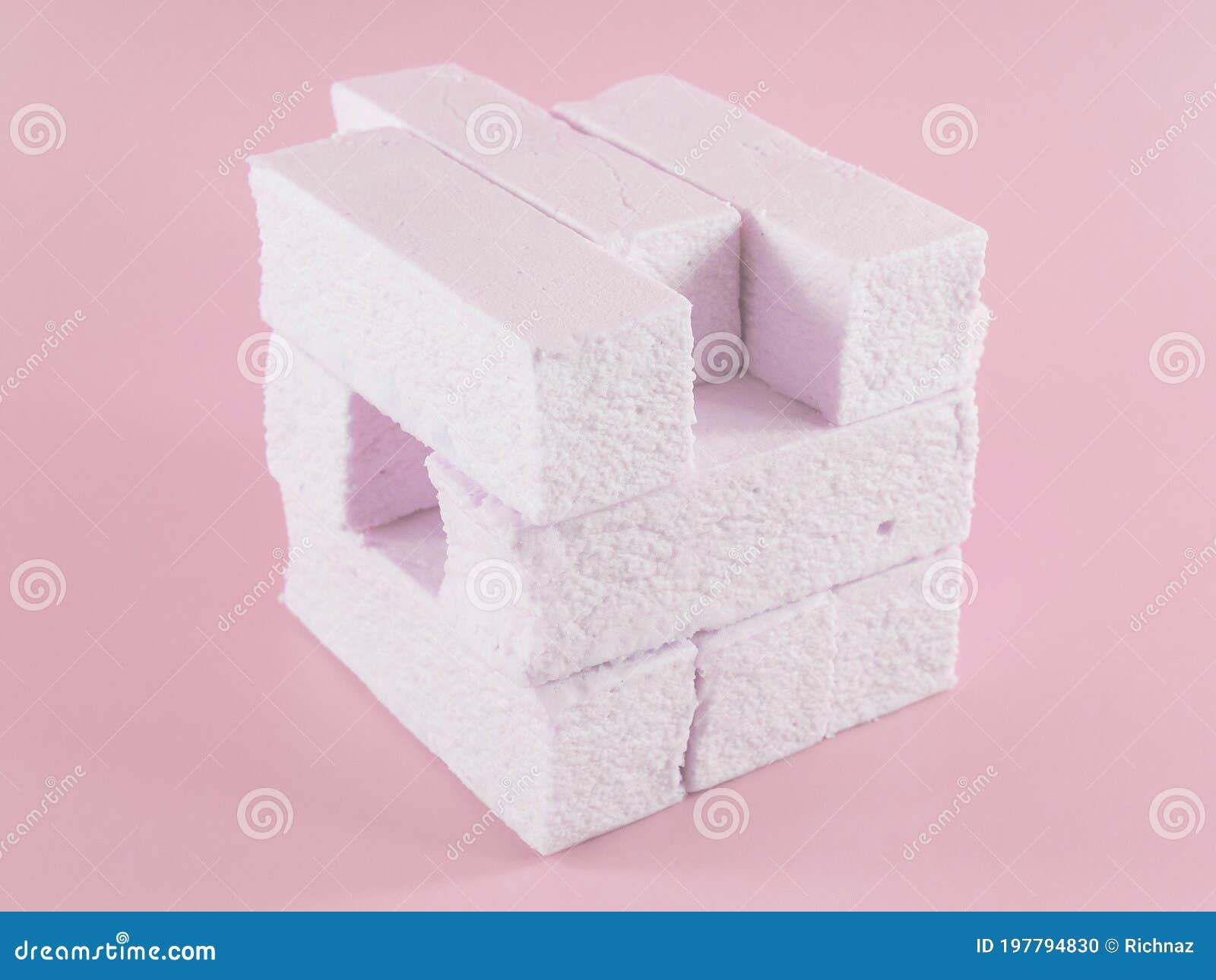Sweet Pink Marshmallow Rectangular Shape in the Form of a Geometric ...